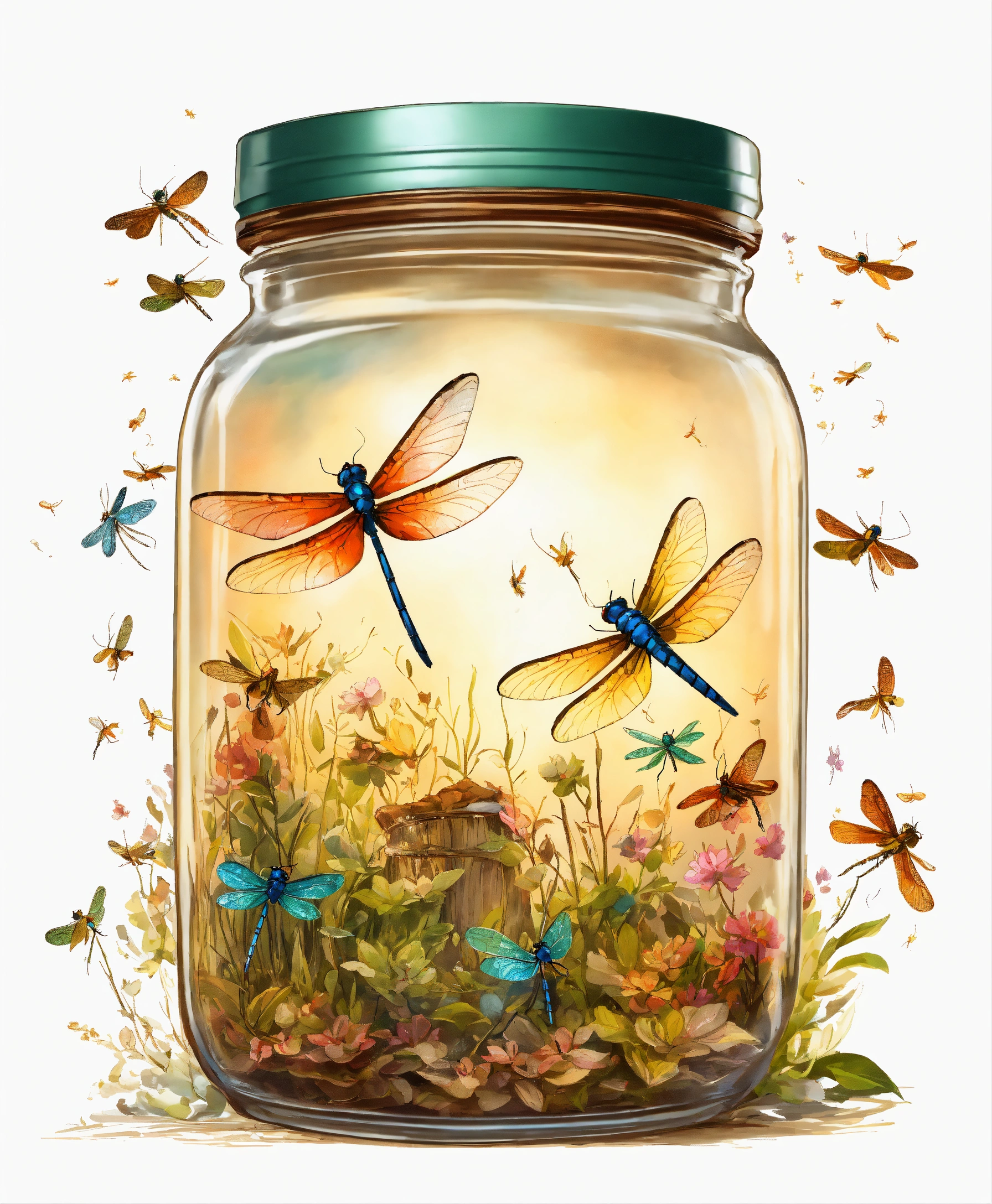 Lexica - Create a drawing of an explosion of dragonflies from an open ...