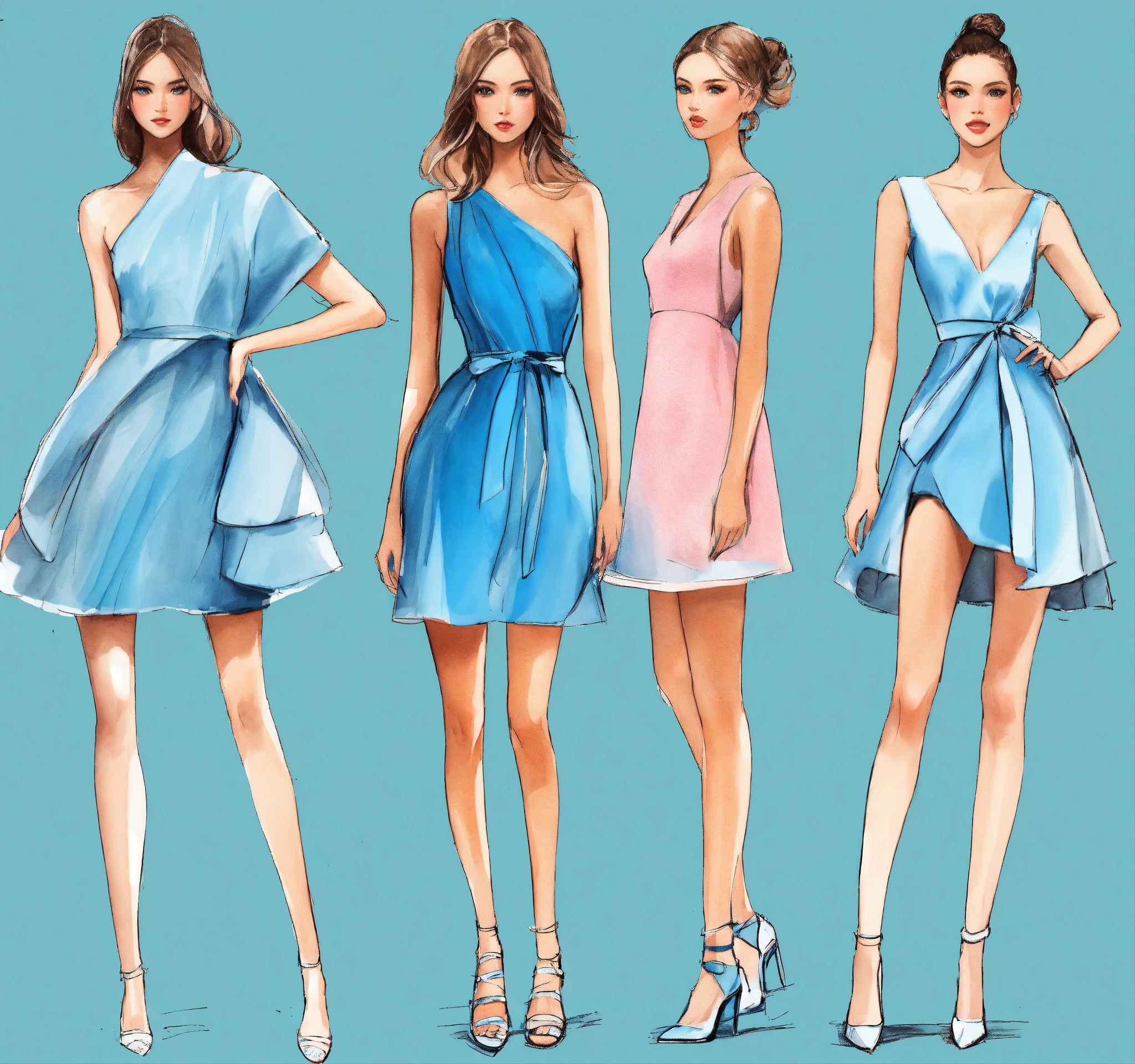 Lexica - Fashion illustrations, 12 different designs, rough sketches ...