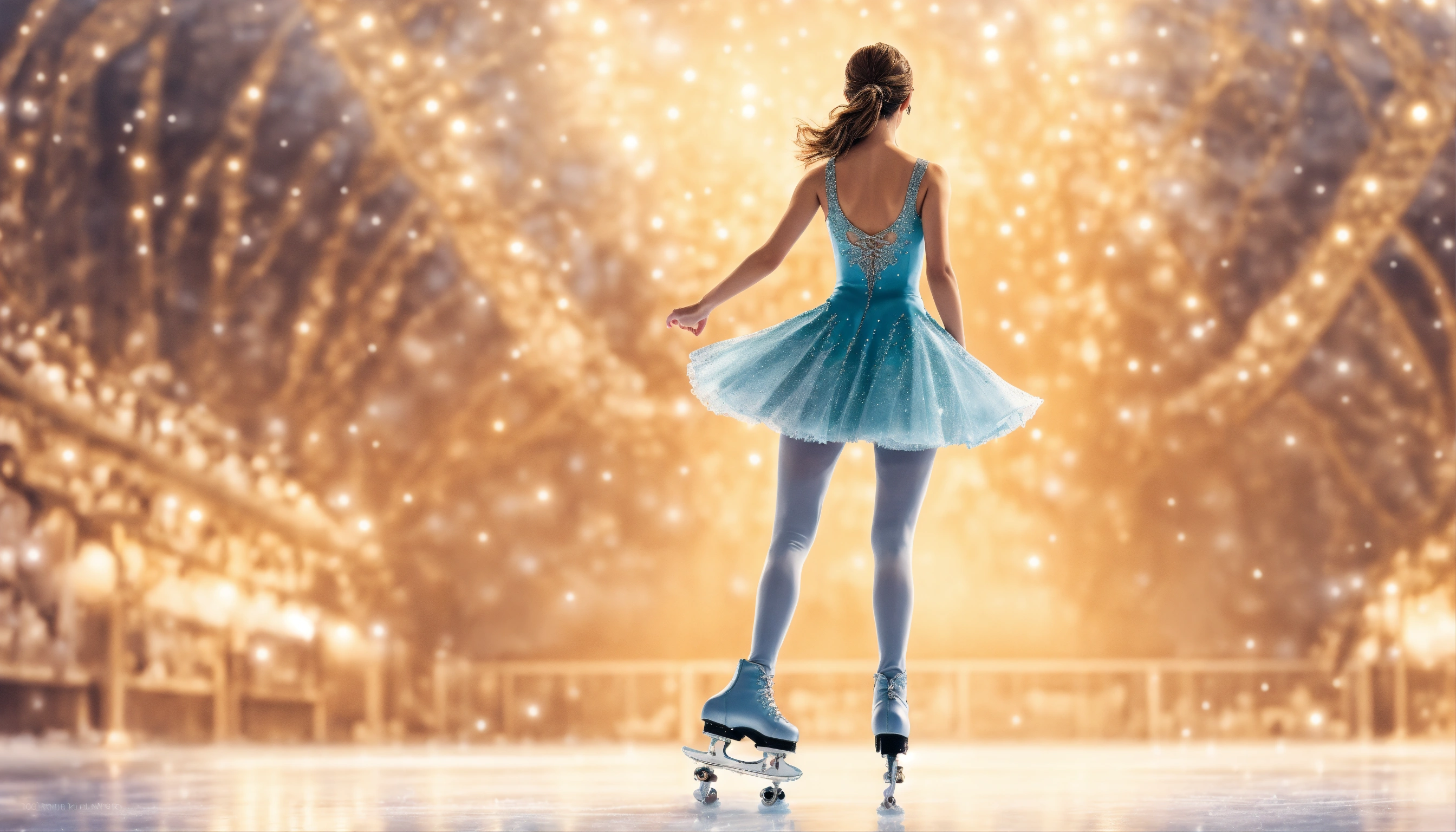 Lexica - Drawing of a young female figure skater from the back wearing ...