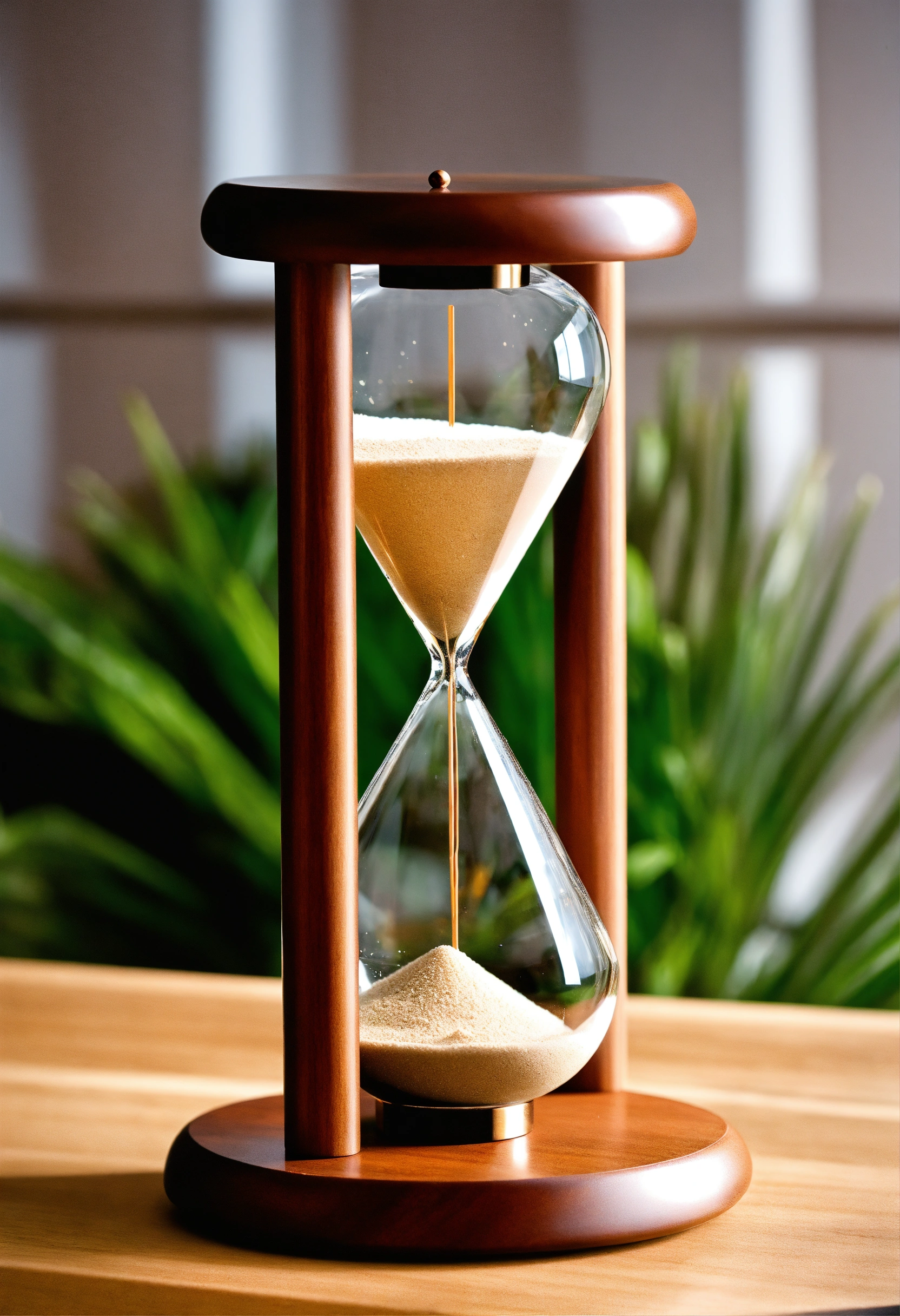 Lexica - Sleek sand timer, a streamlined wooden frame and crystal clear glass