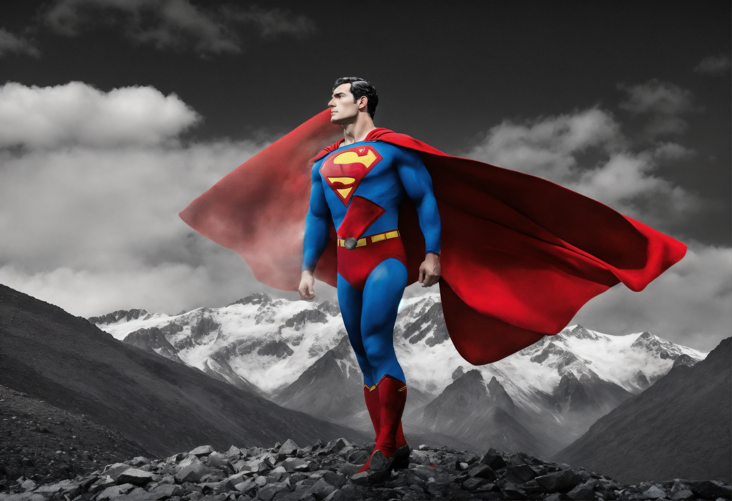 Lexica - Balck and white and primary colors, 3d abstract landscape ...