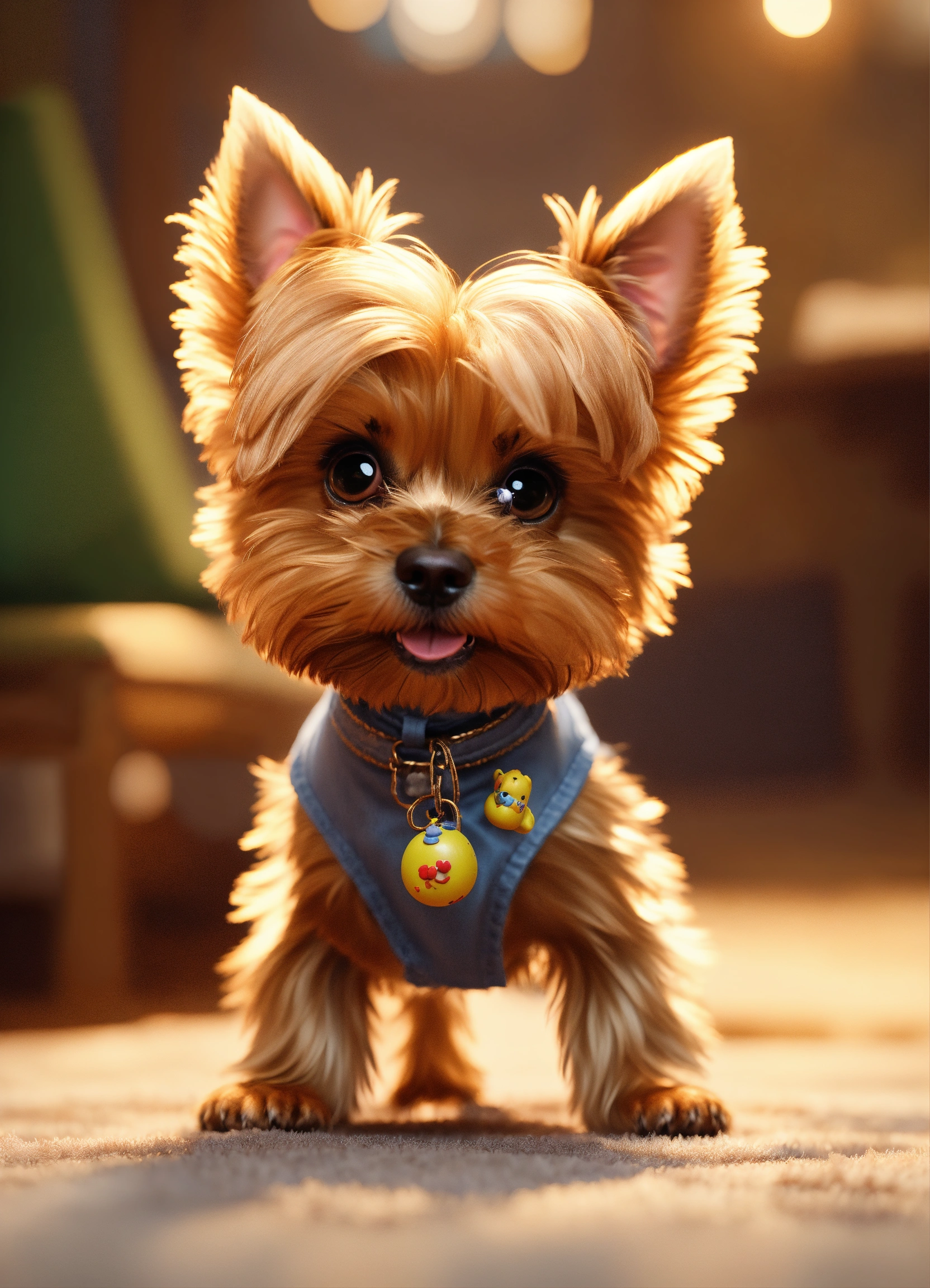 Lexica - Toy art cute Yorkshire terrier dog running barking , Pixar ...
