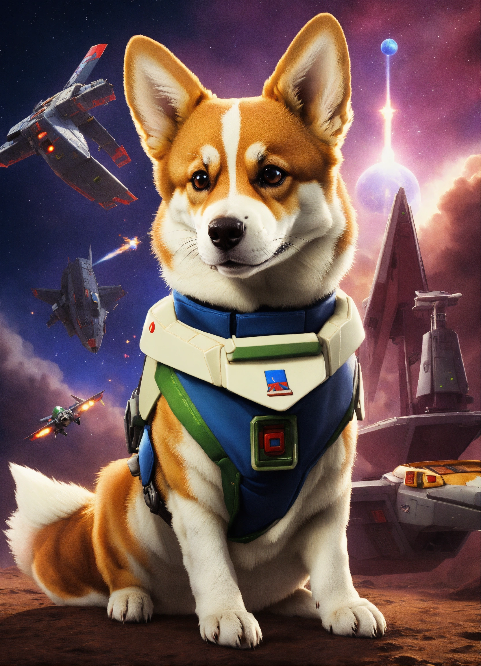 Lexica - 16bit nintendo star fox replaced with corgis