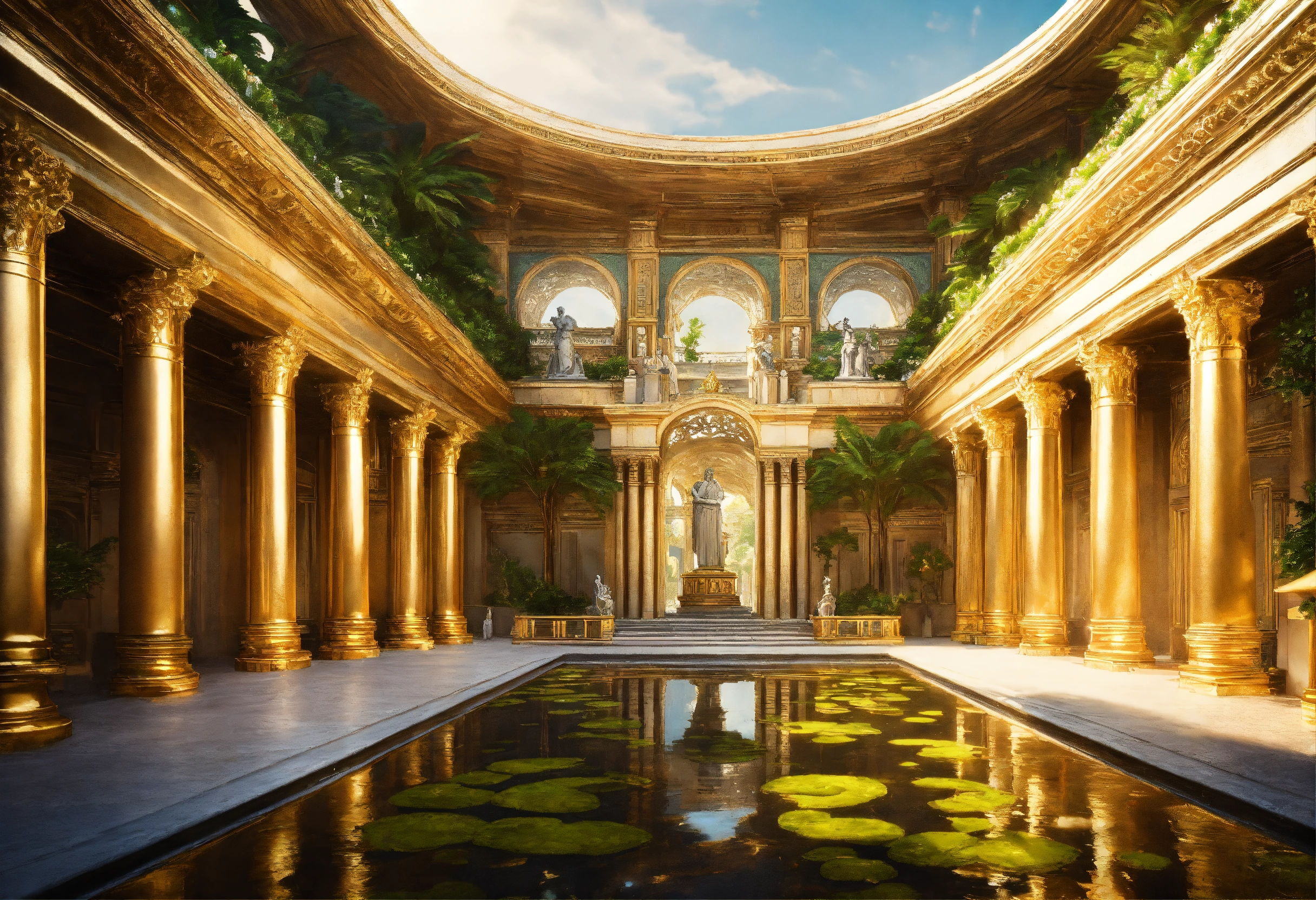 Lexica - Gigantic futuristic palace garden inspired by the roman empire ...