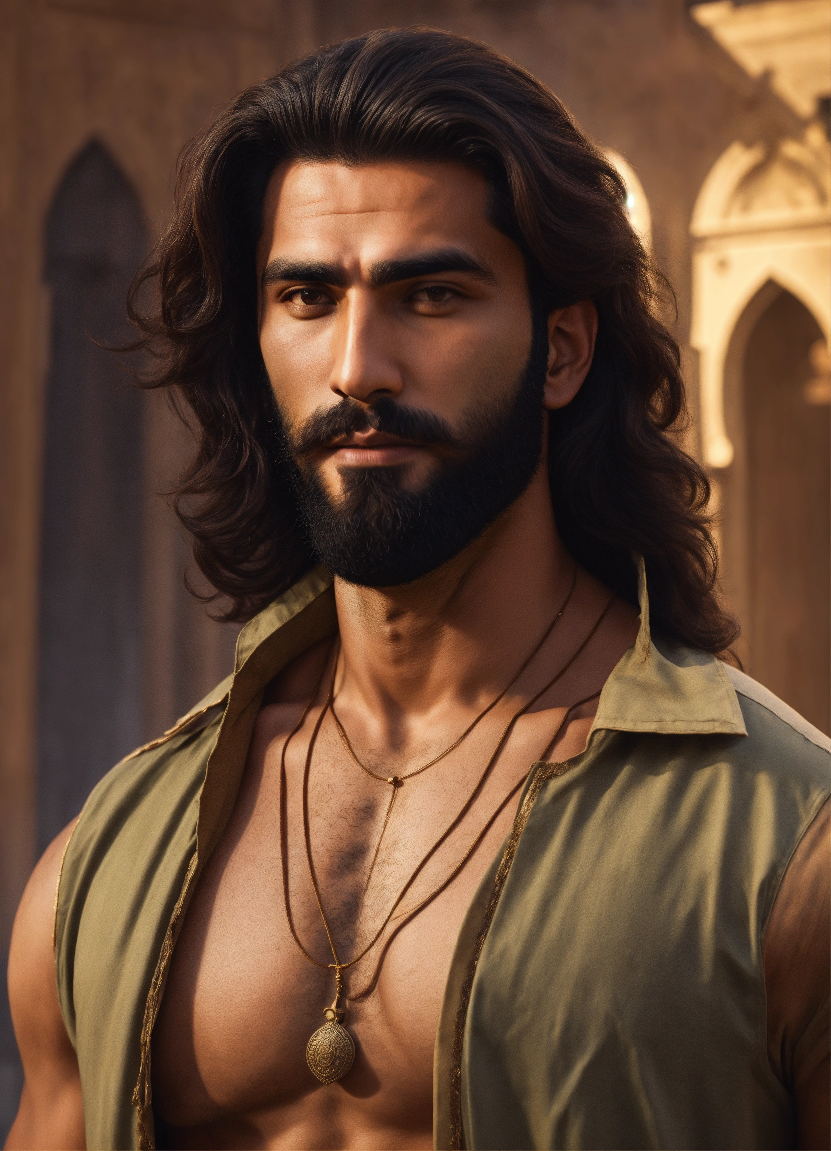 Lexica - A handsome Arabic man, with a tall muscular build, shoulder ...