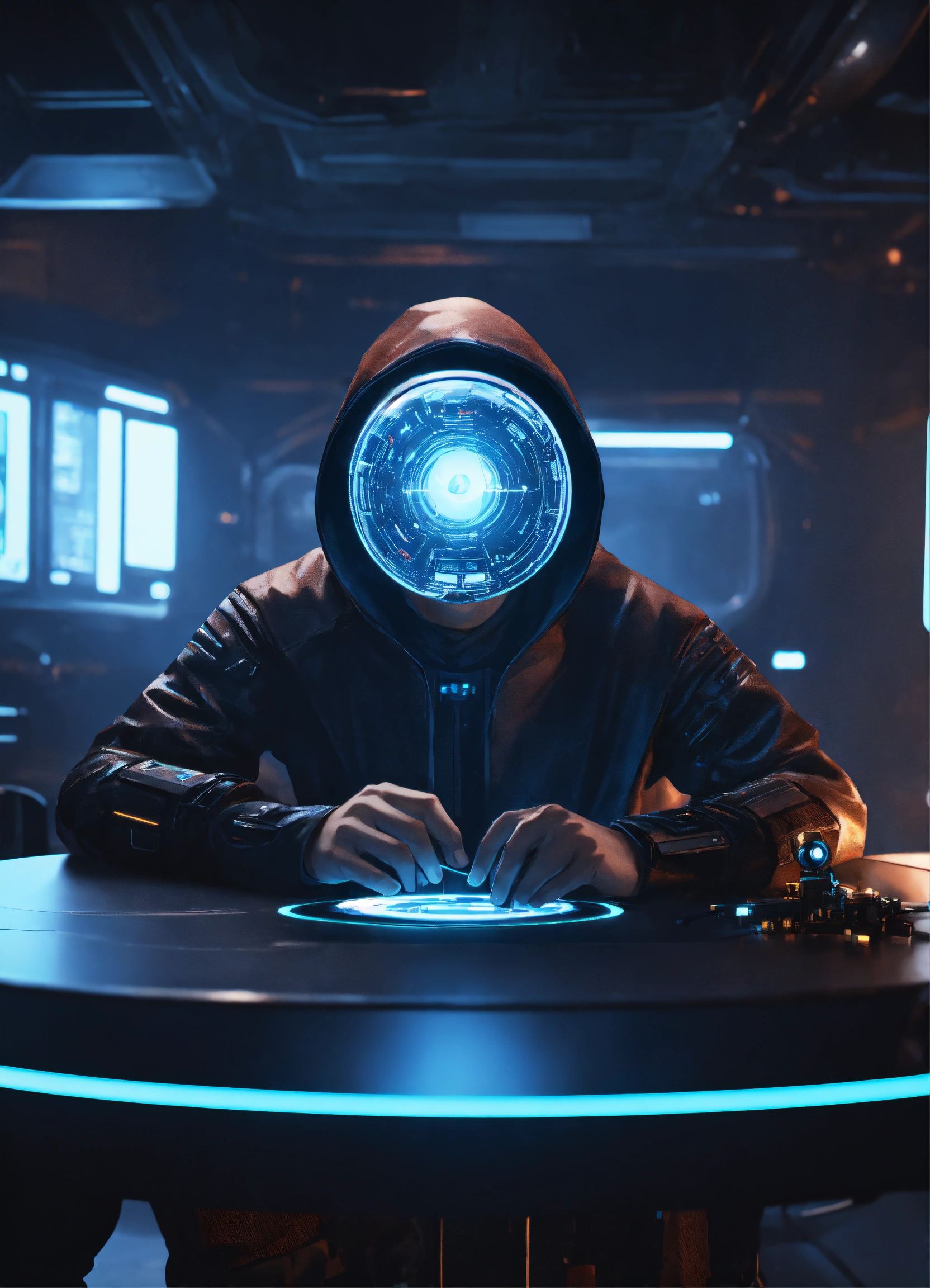 Lexica - Nerdy 25 year old male cyborg hacker wearing futuristic ...