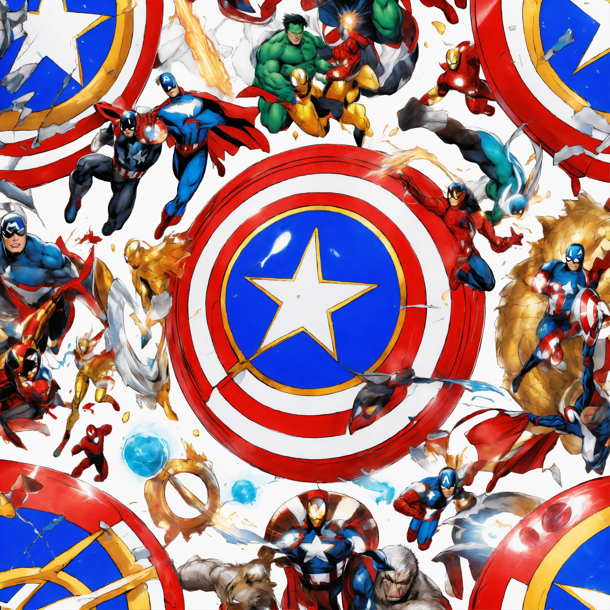 Lexica - Seamless Marvel on a white background