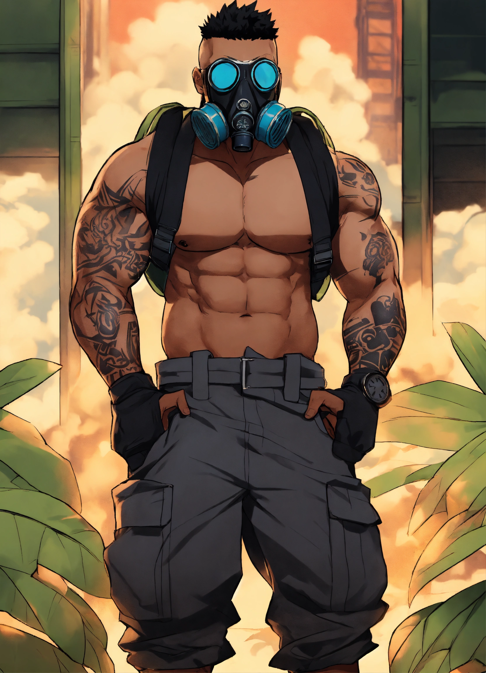 Lexica - Man of Samoan descent, brown skin, black tribal tattoos ...