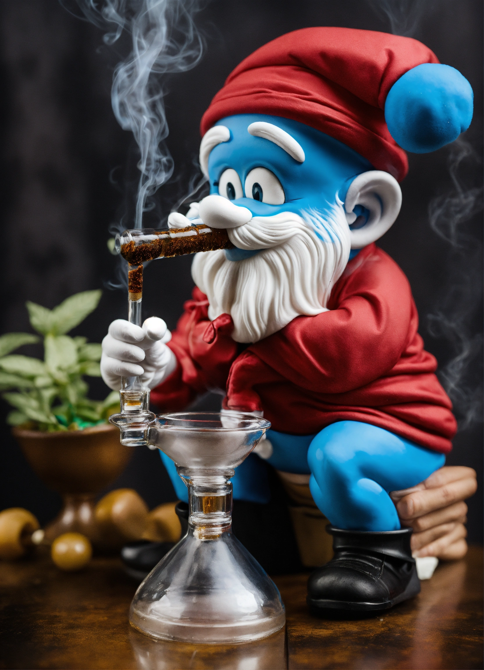 Lexica - Papa Smurf smoking a bong