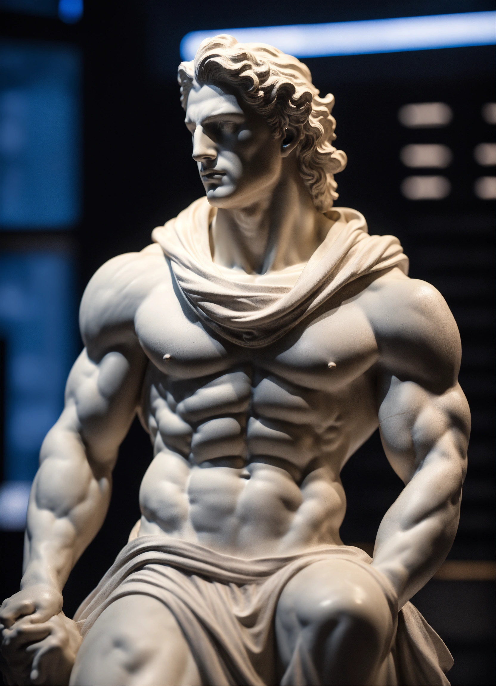 Lexica - A Statue from a muscular Greek god Statue with a wavey middel ...