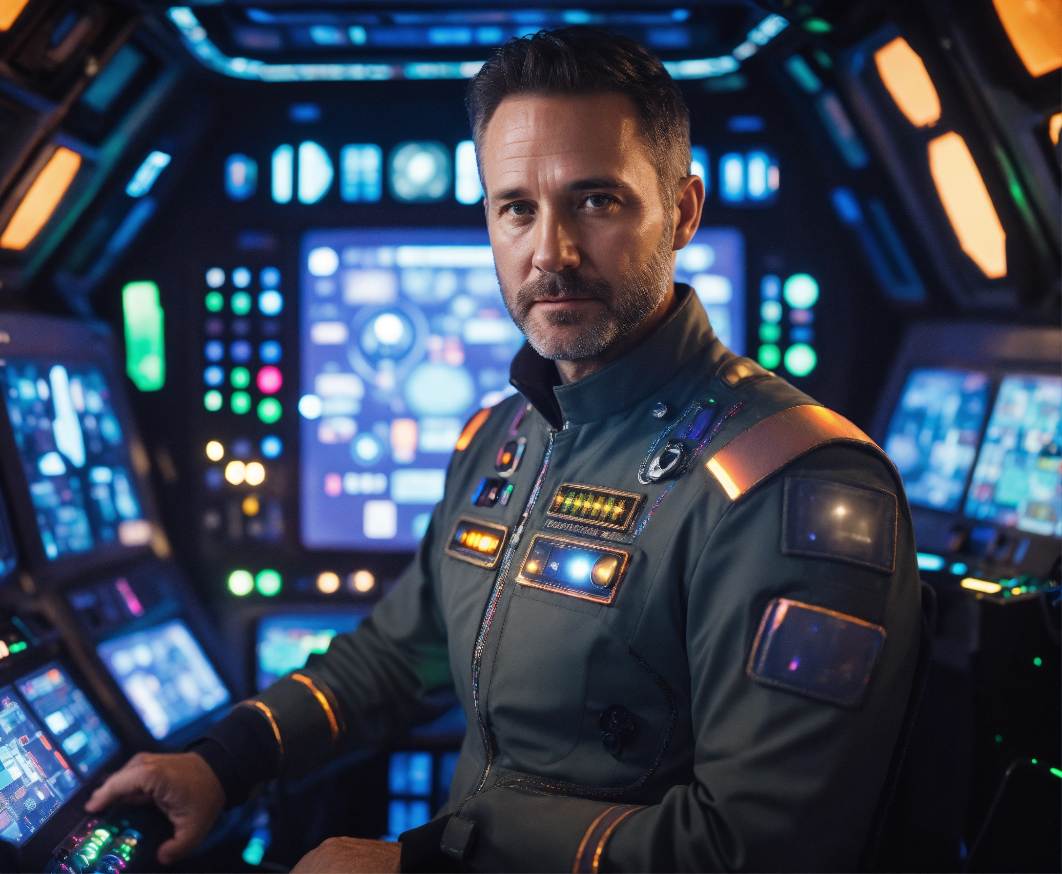 Lexica - Handsome 40 year old man wearing Star Federation General suit ...