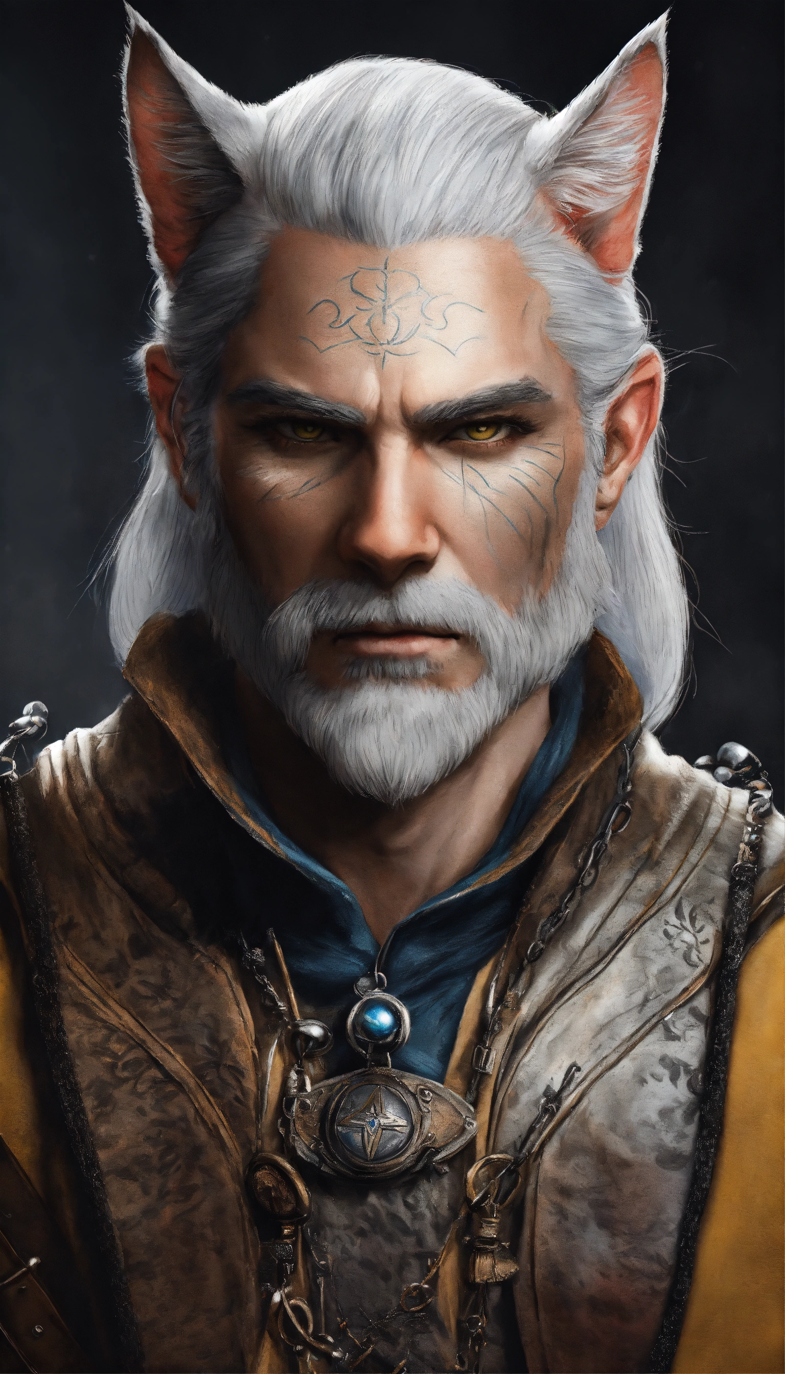 Lexica - Anthropomorphic cat as a Geralt of Rivia, drawn by pencil and ...