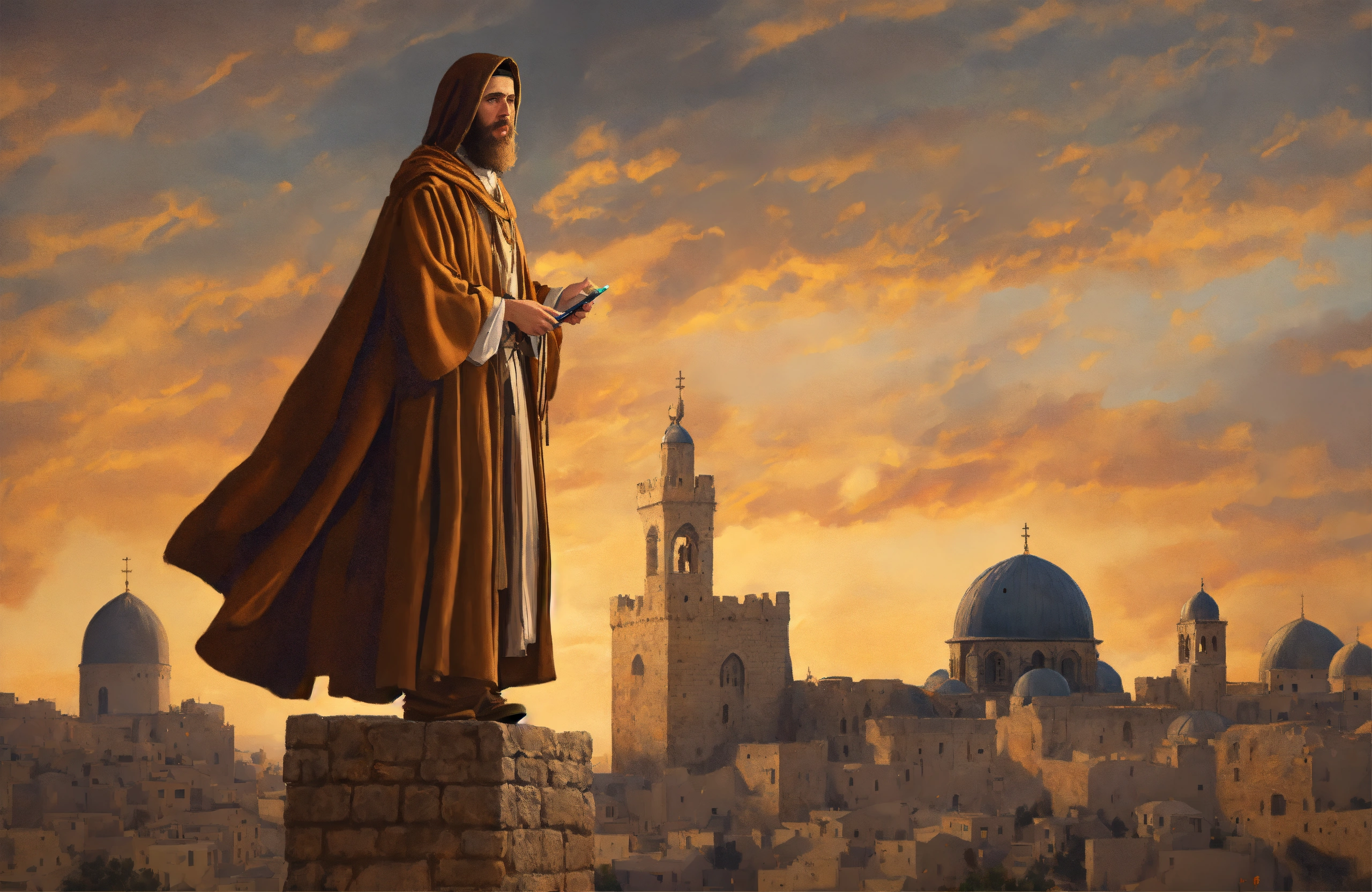 Lexica - Painting Peter Disciple, brown robe, city old Jerusalem ...