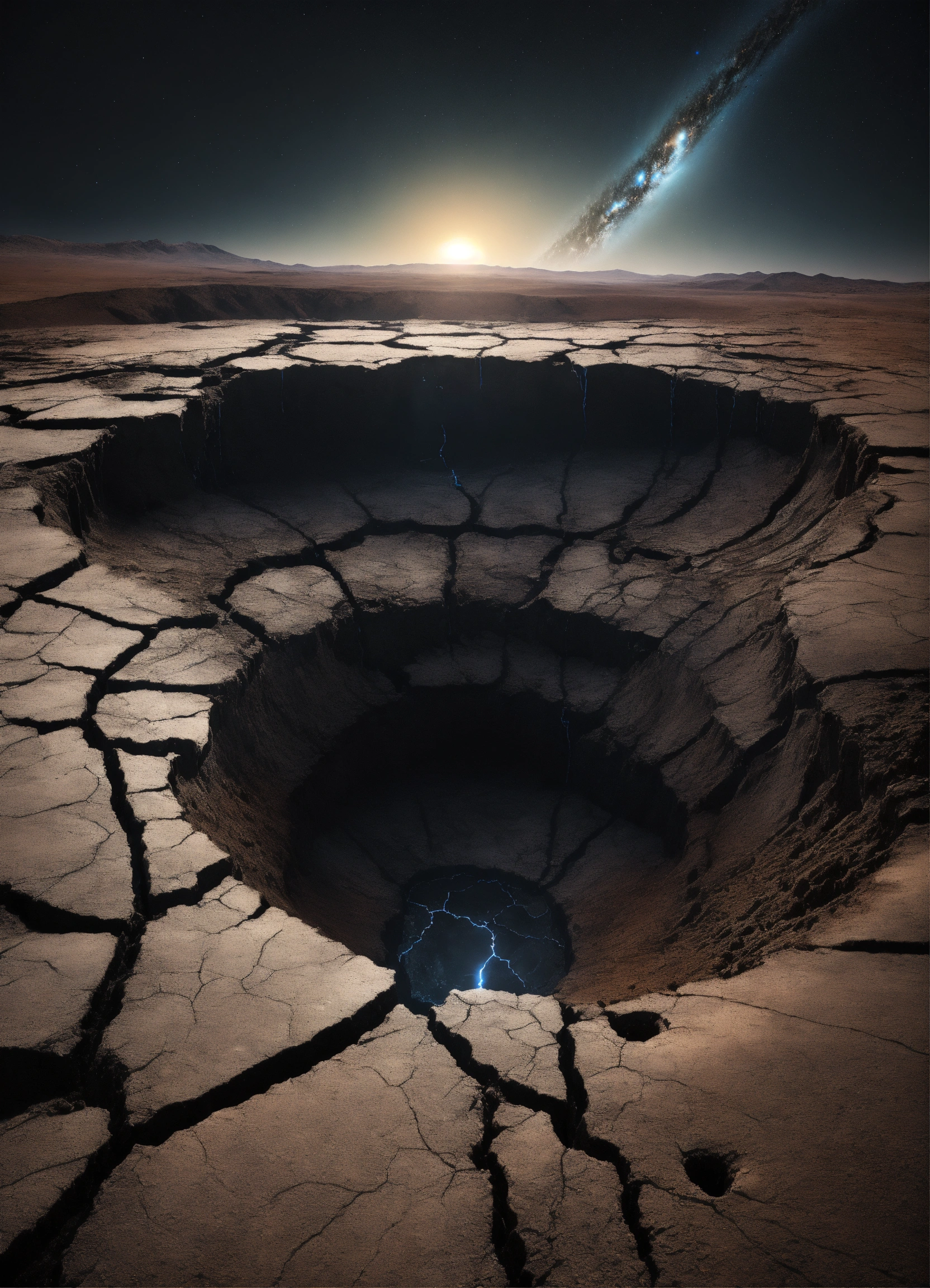 Lexica - Cracked fault lines with a huge polished black hole in the ...