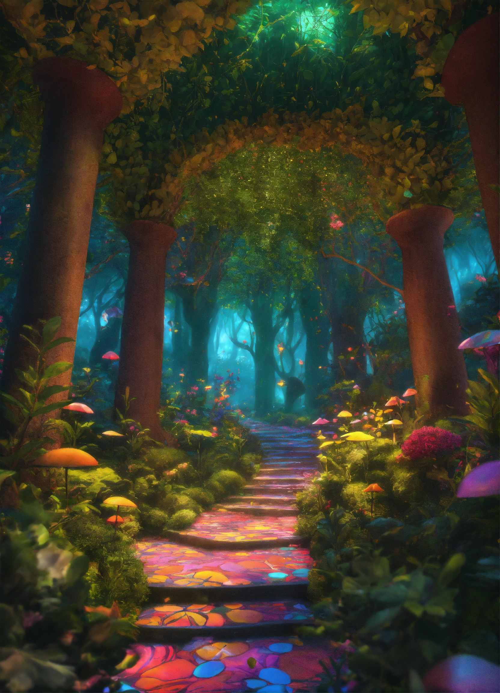 Lexica - The most trippy scene imaginable, in an enchanted forest ...