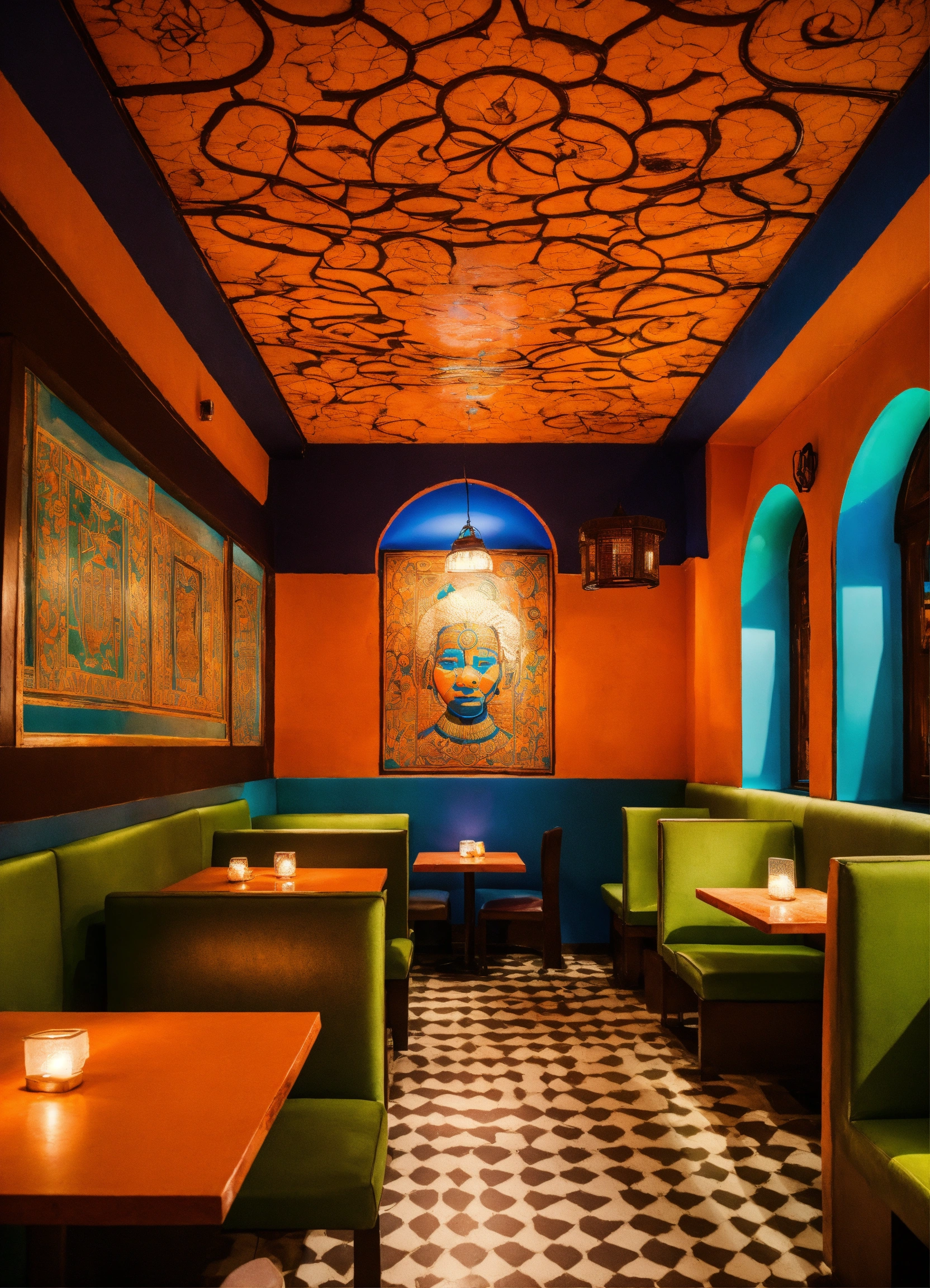Lexica - Indian restaurant interior, Mandela shapes and backlight ...