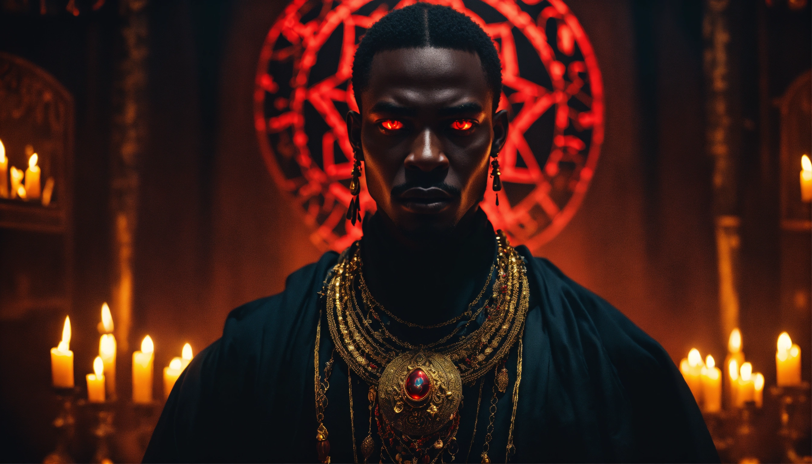 Lexica - Sinister and dramatic portrait of a young handsome African ...