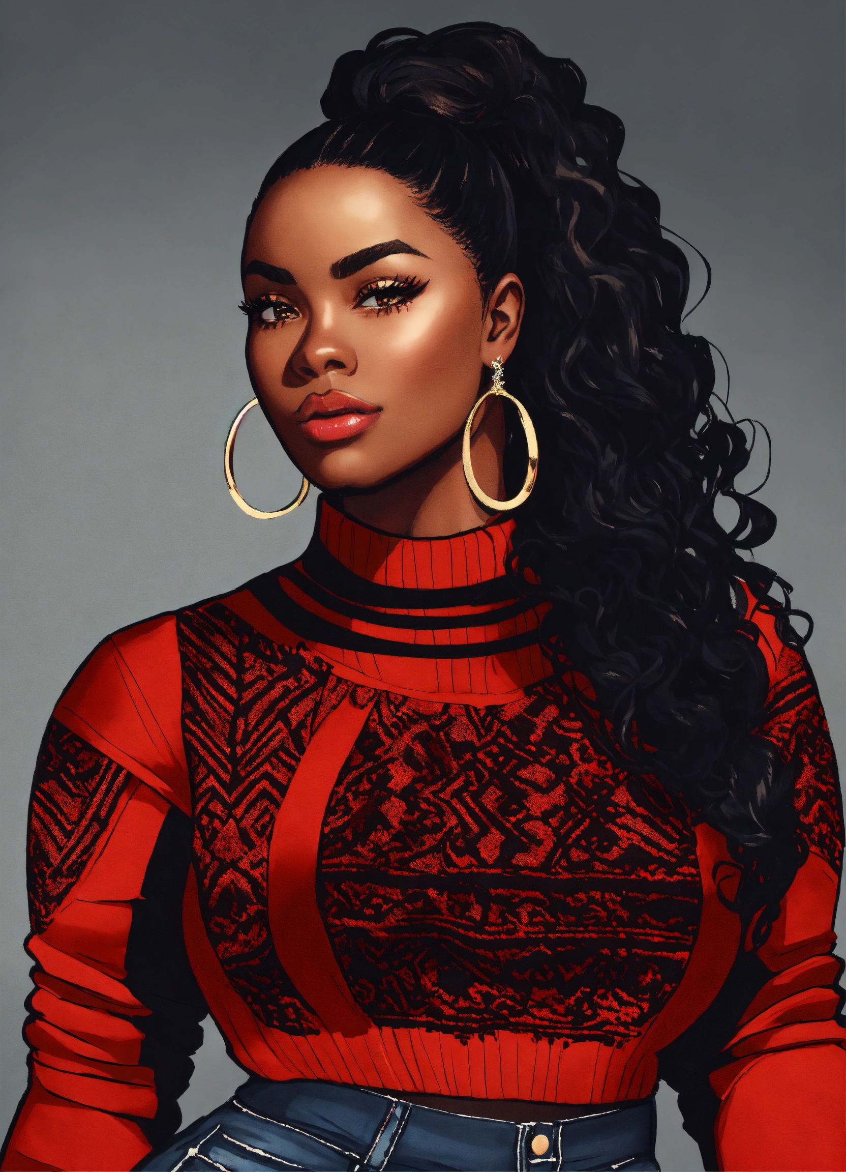 Lexica - Illustration of an exquisite full figured black woman with ...