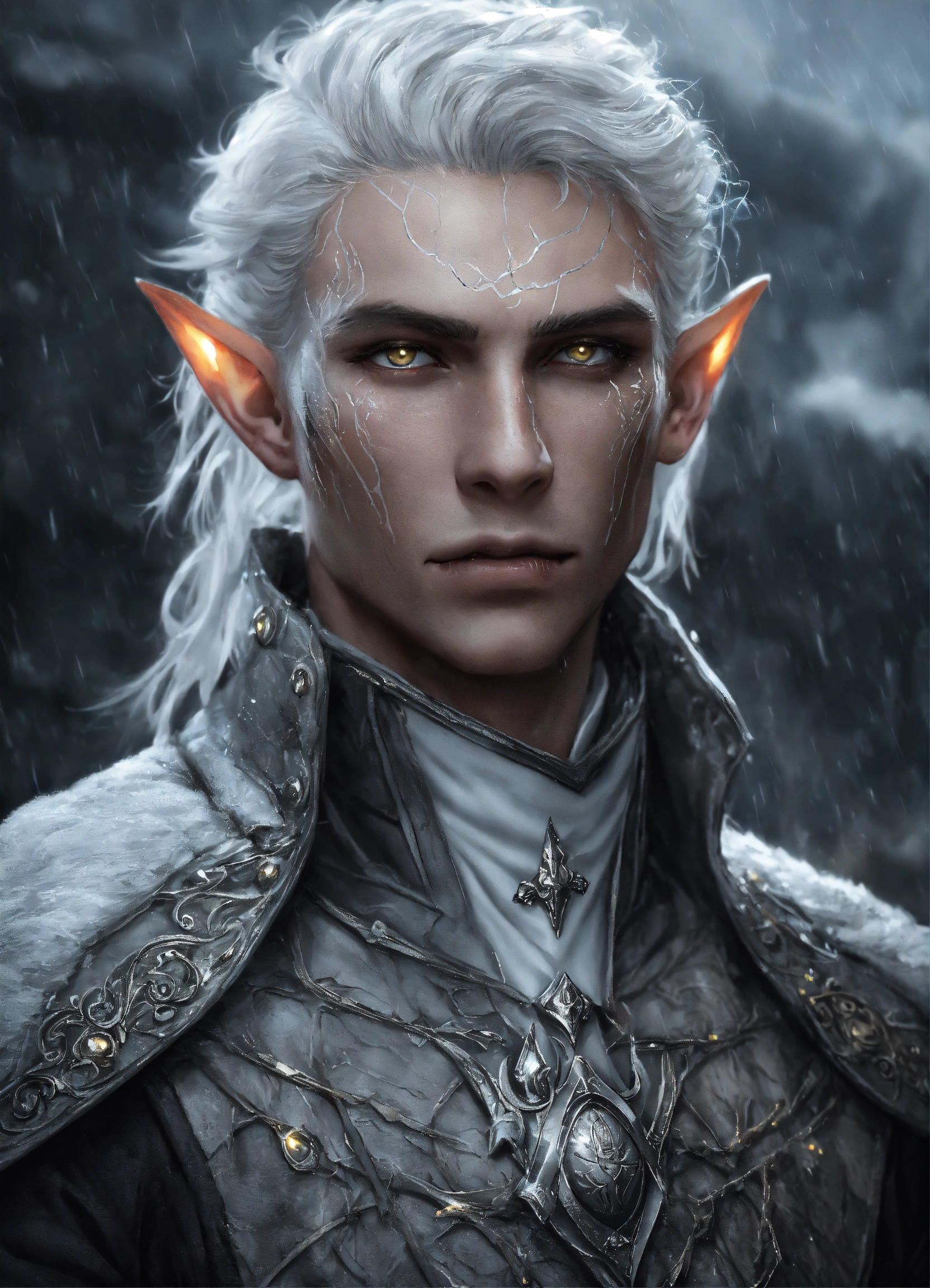 Lexica - Fantasy portrait of a ash-grey skinned elf, masculine ...