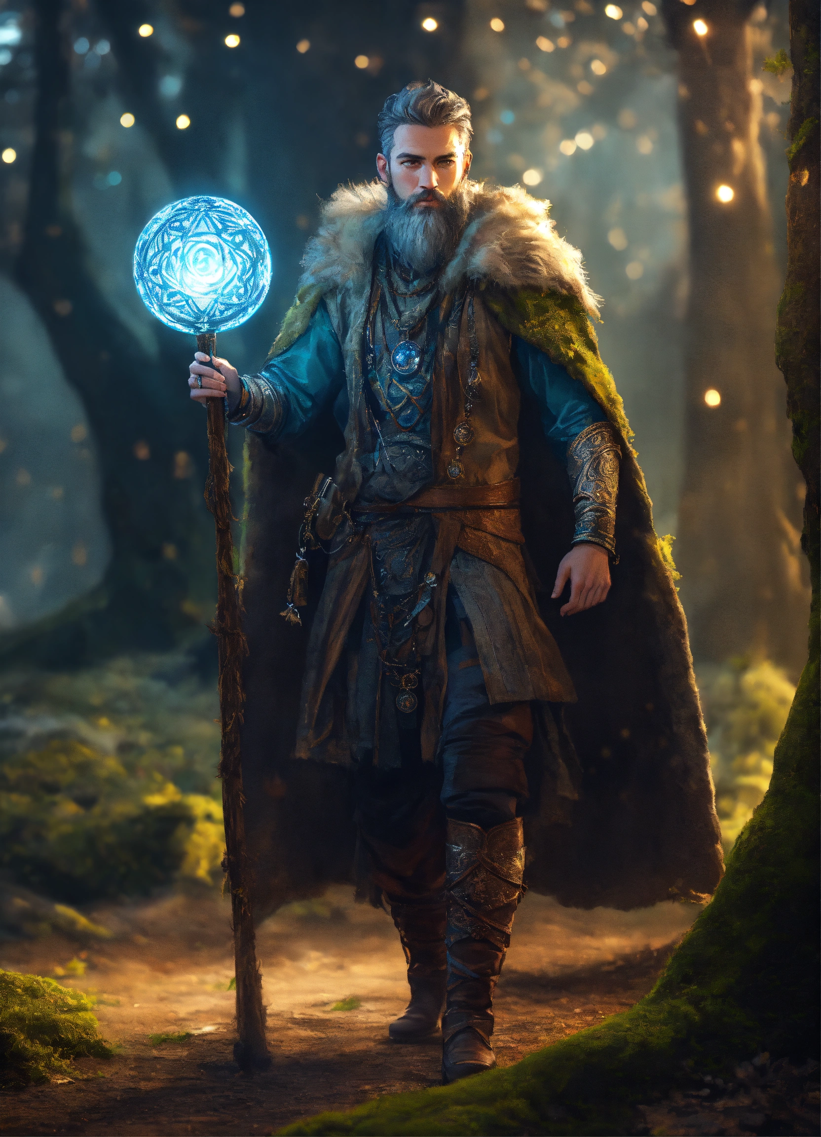 Lexica - A realistic full body portrait of a male druid, using powerful ...