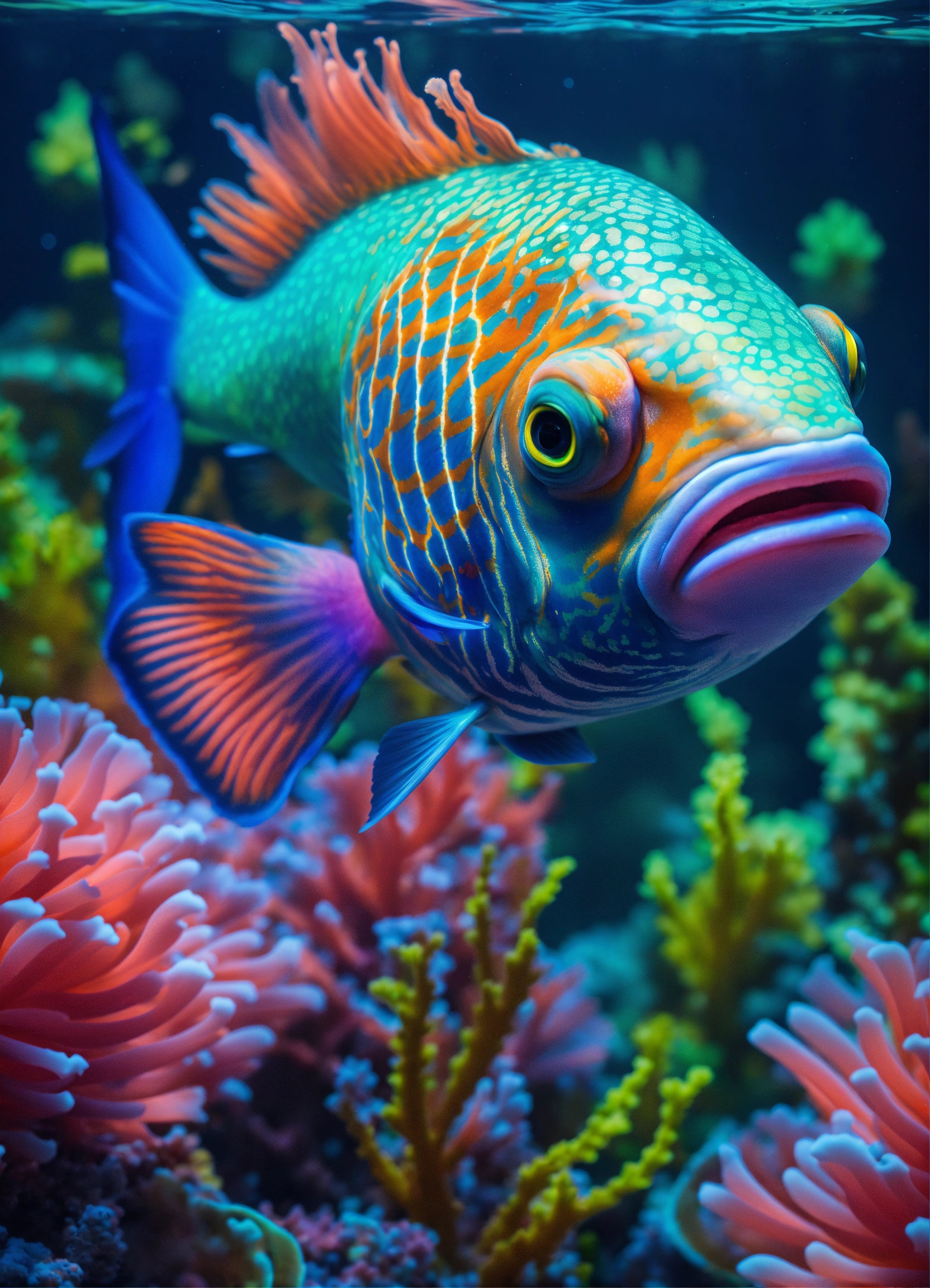 Lexica - Fantasy Portrait of an anthropomorphic fish, shimmery skin ...