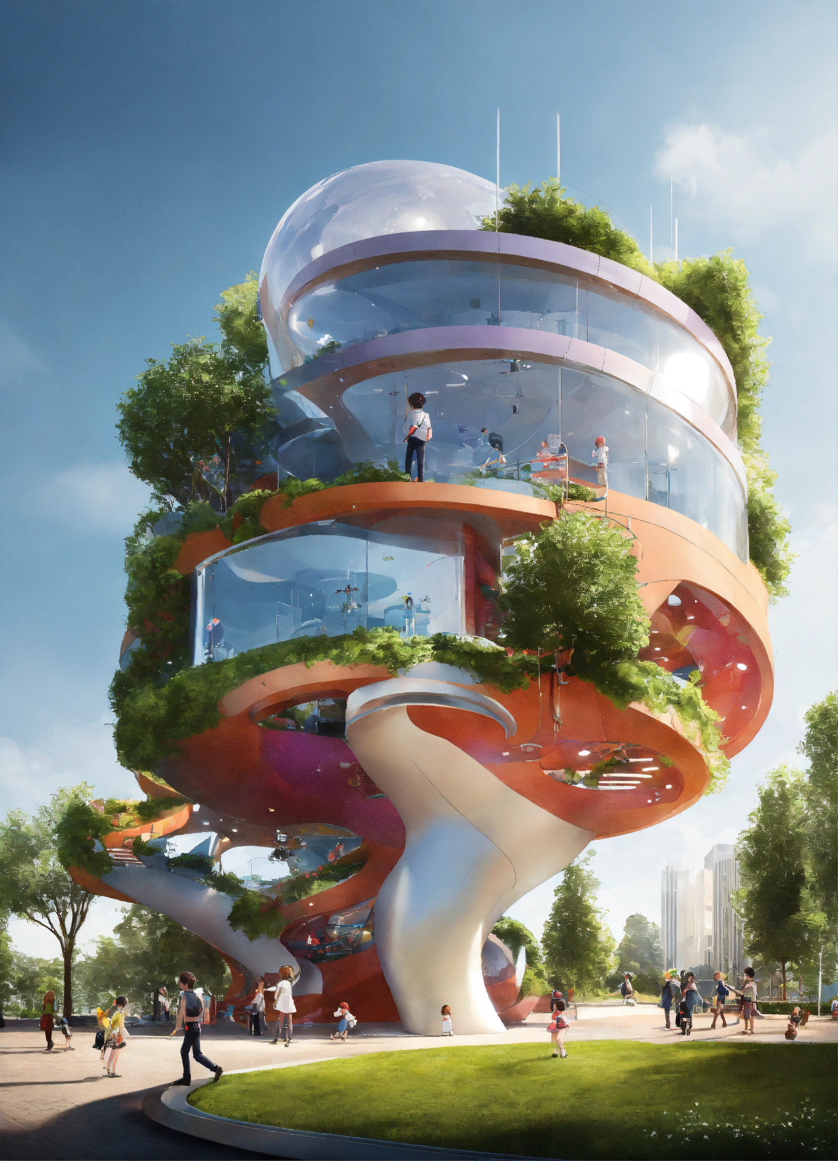 Lexica - A futuristic kids' park (hint), elegant, ultracontemporary