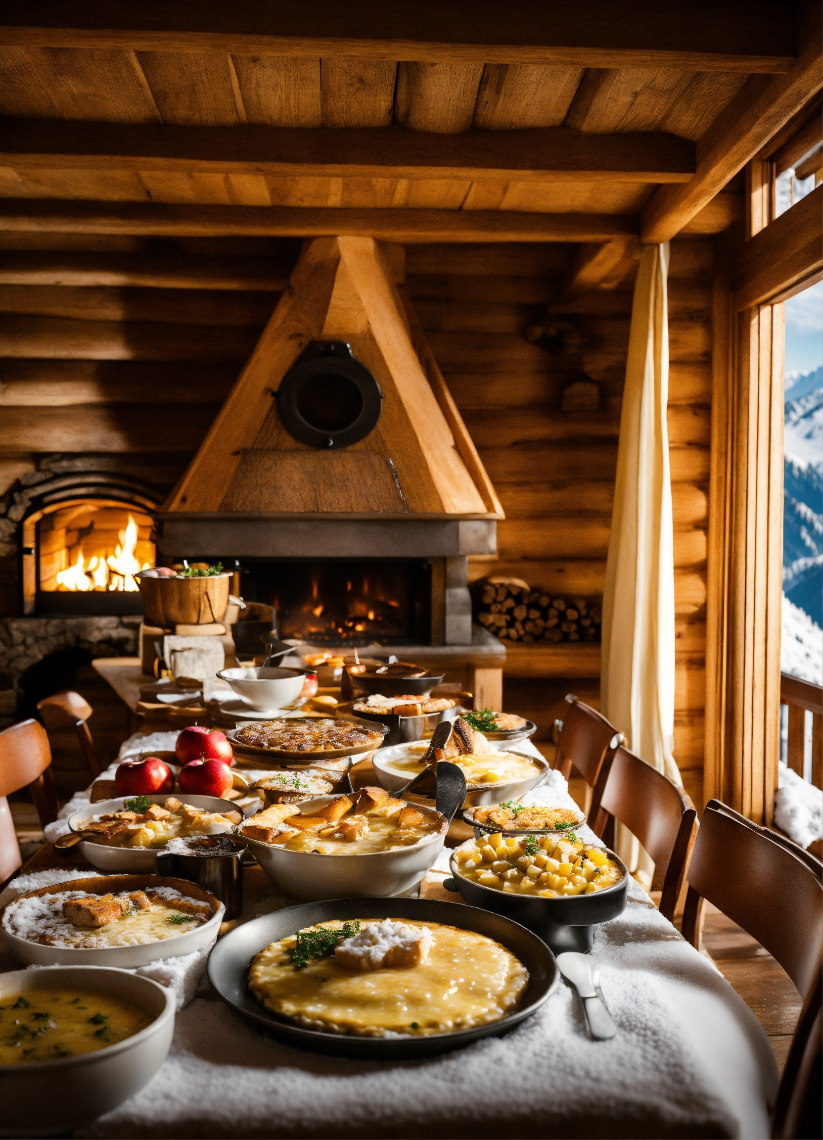Lexica - Snow-covered chalet in the Alps, with a spread of classic ...