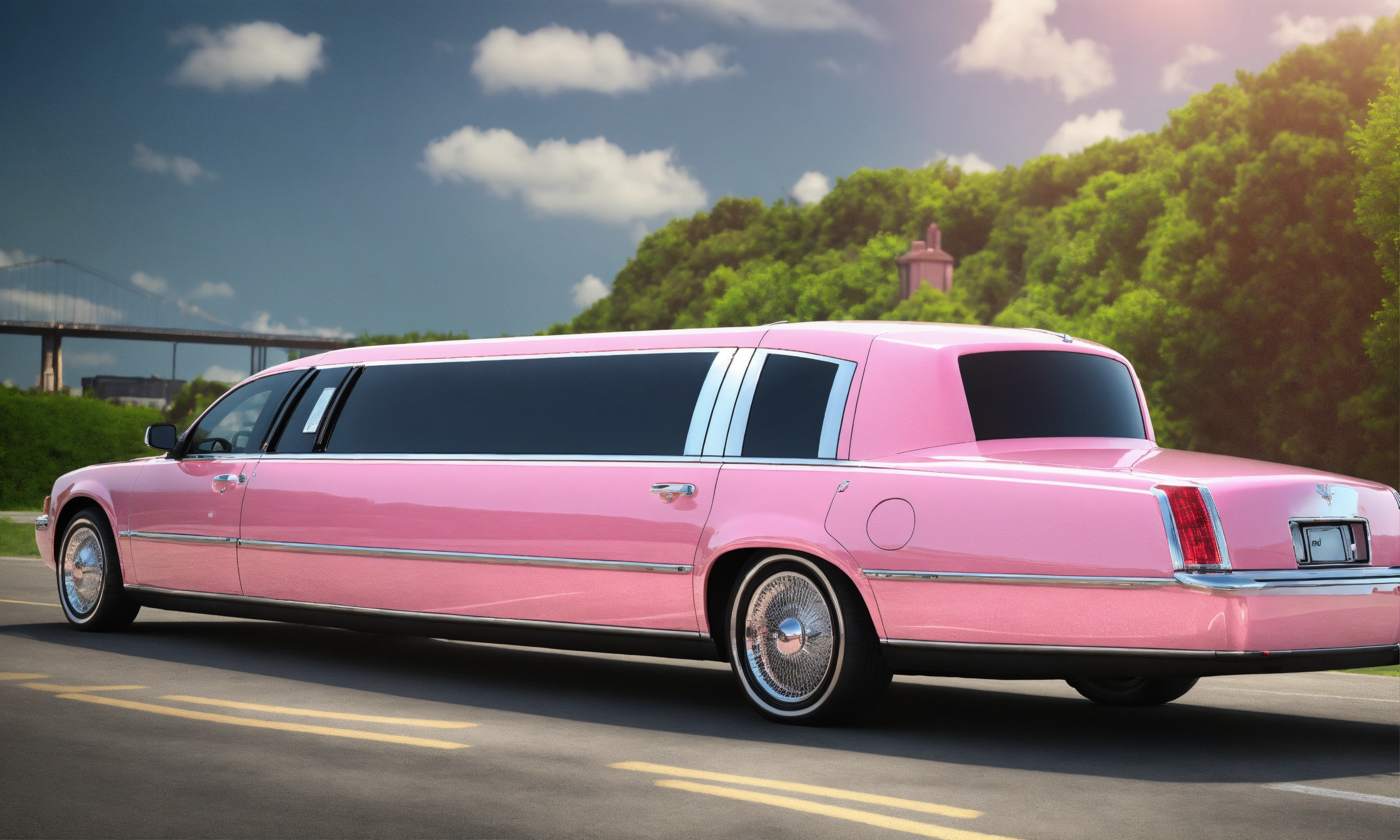 Lexica - Long pink limo, car rental, 3D, photo-realistic, 4K, high ...