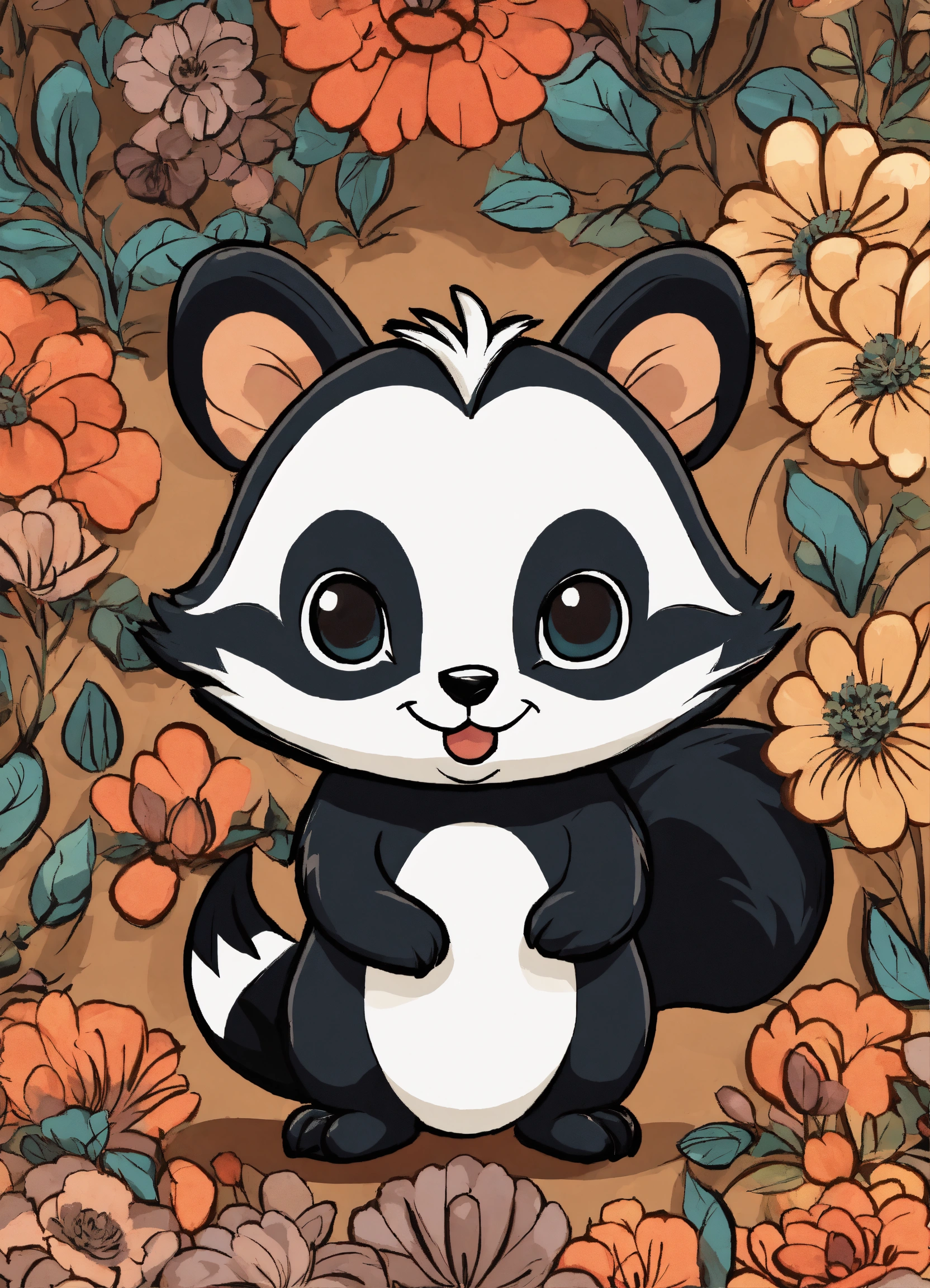 Lexica - Little skunk pattern, in cartoon art