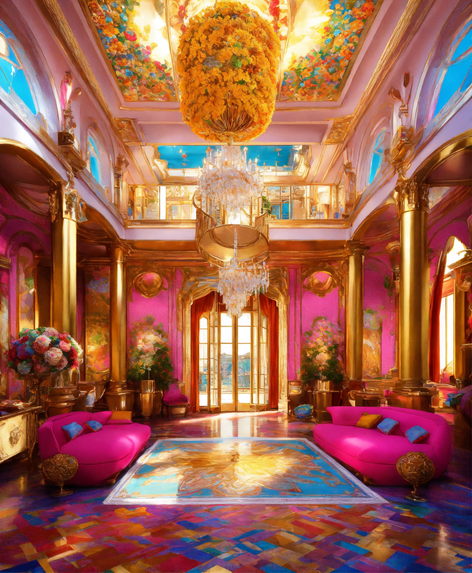 Lexica - Futuristic beautiful French mansion interior glamorous ...