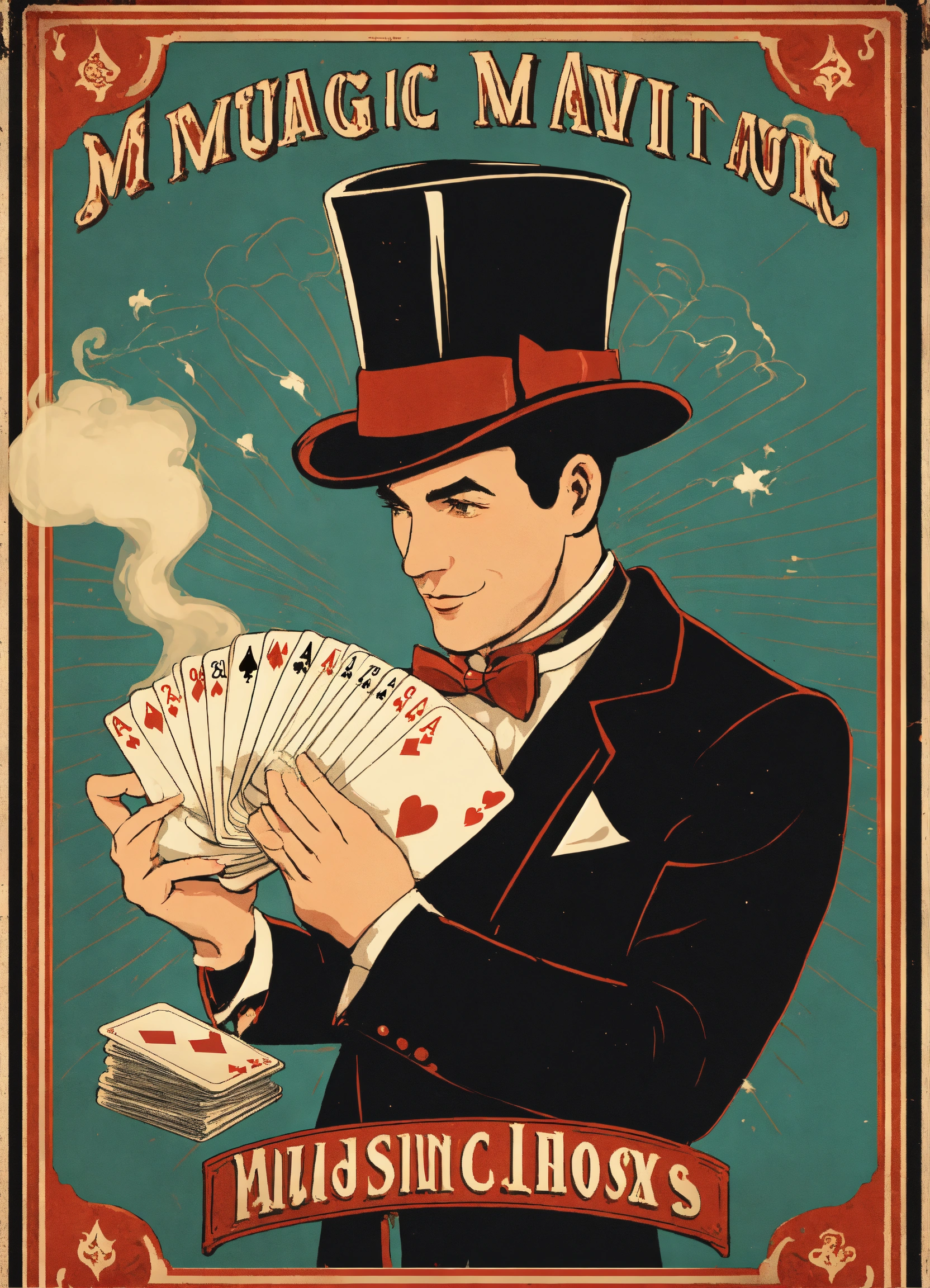Lexica - A retro-style poster advertising a classic magic show with a ...