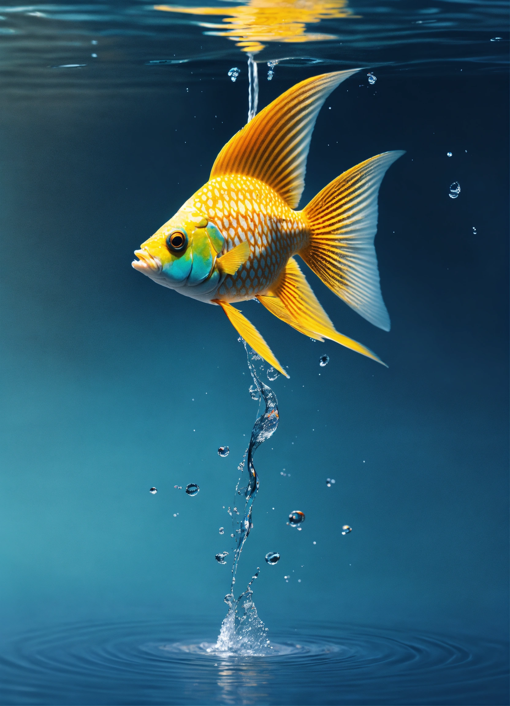 Lexica - The drop falls below the water surface, it morphs into a small ...