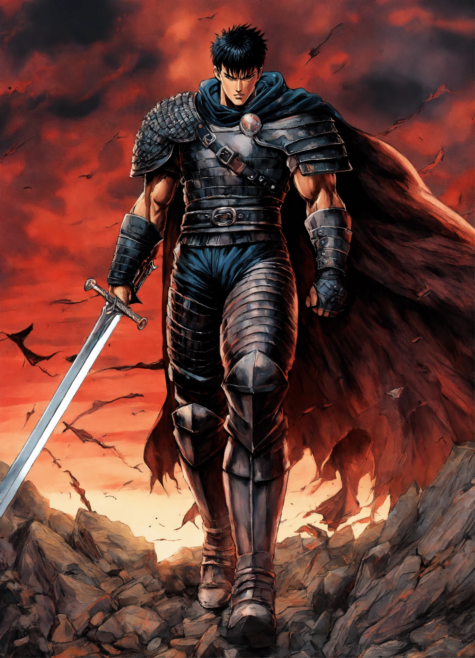 Lexica - Full body Manga art of Guts from Berserk, 8k, bold ...