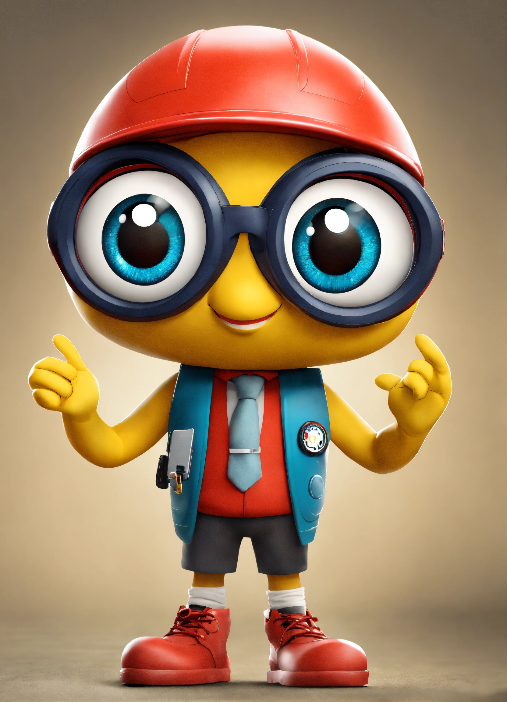 Lexica - Big eyes digital Doc mascot with hand, legs and smiley face ...