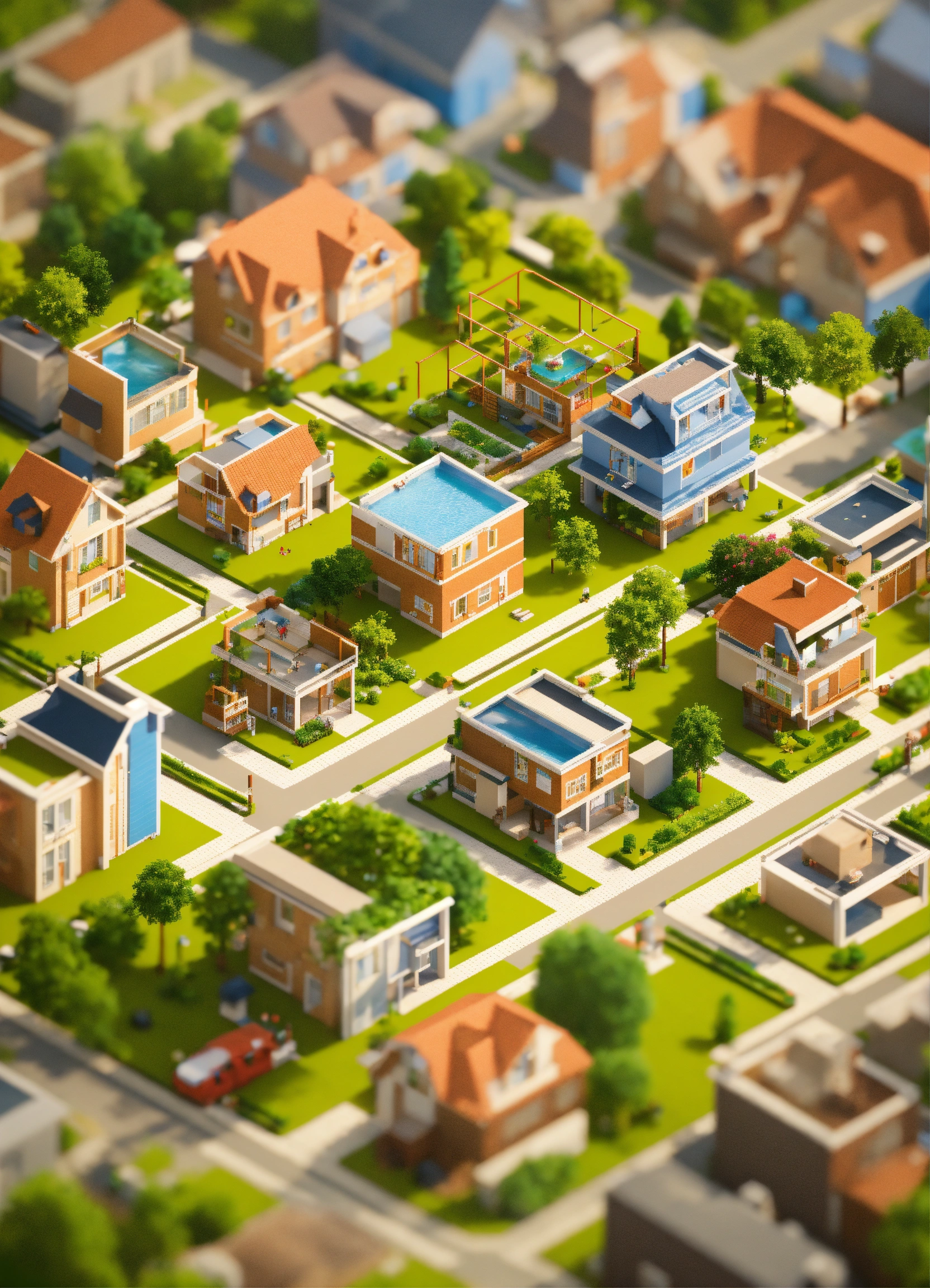 Lexica - Detailed isometric real estate, pixel art, c4d, full focus, isolated background