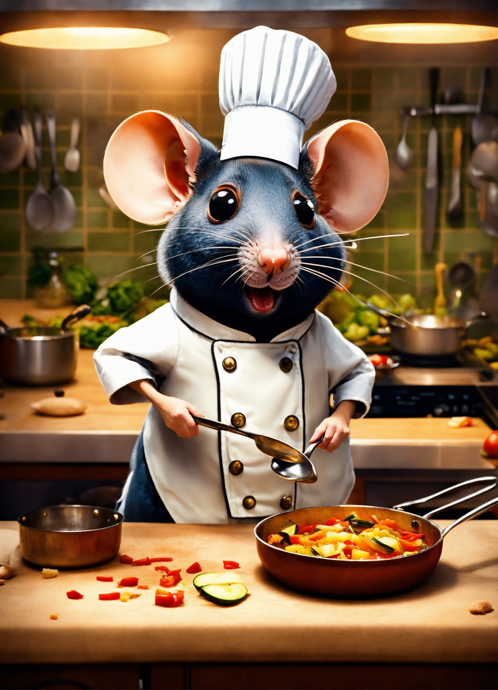 Lexica - A mouse look like a cooking chef, funny and pro like ratatouille
