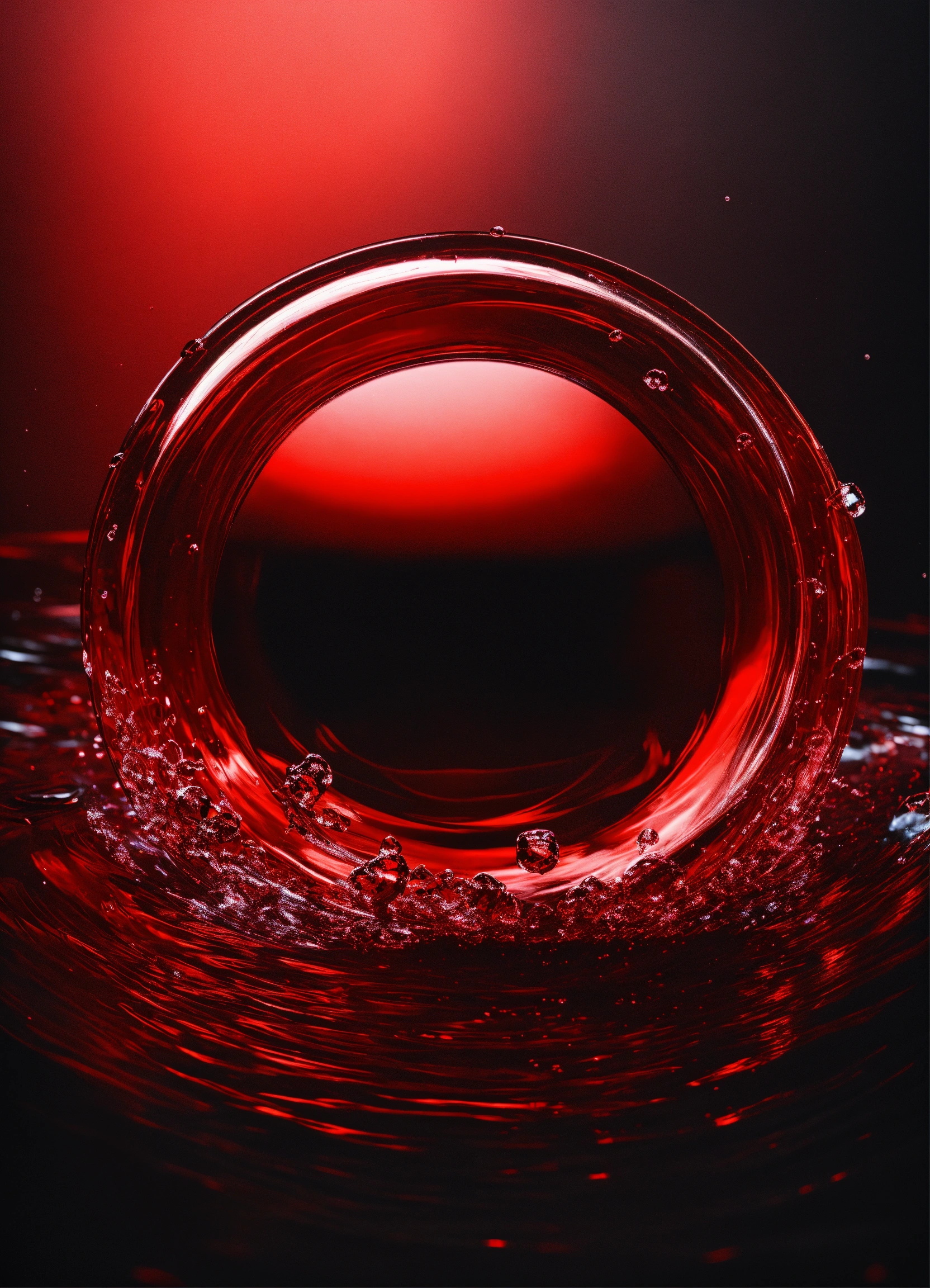 Lexica - Hyper realistic opaque red abstract circular metallic frozen ...