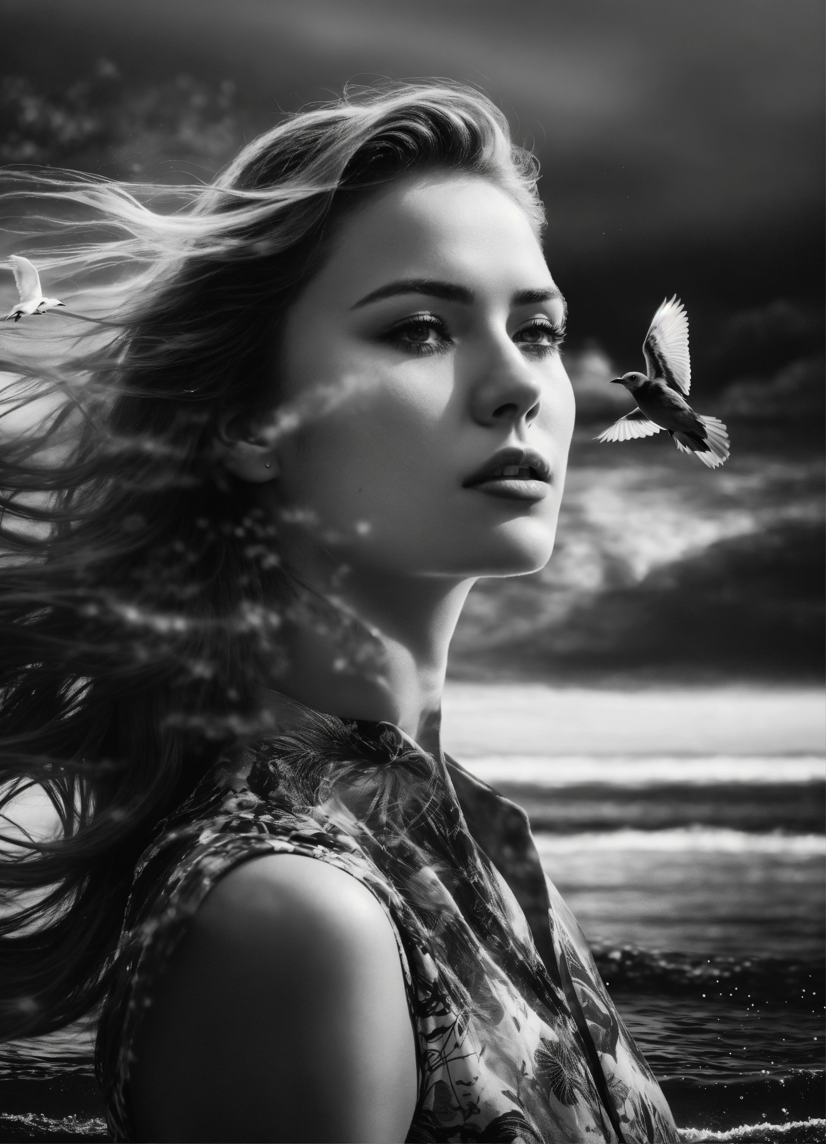 Lexica - Variant, Photo of ultra-realistic woman, 12k, black and white ...