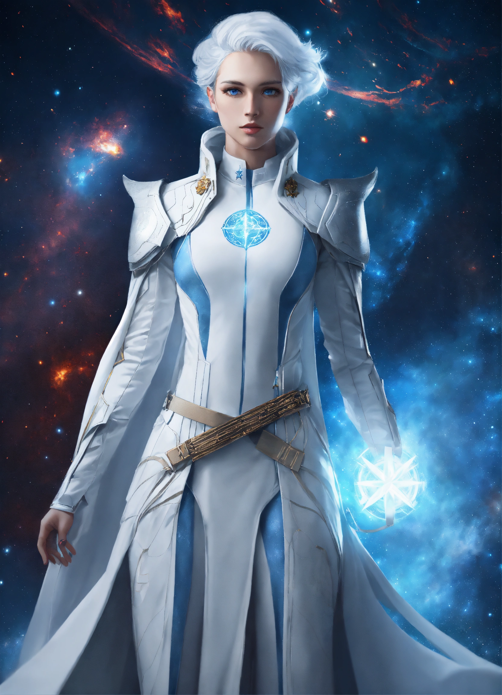 Lexica - Full body realistic photo of a cosmic entity, member of a stellar command fleet ...