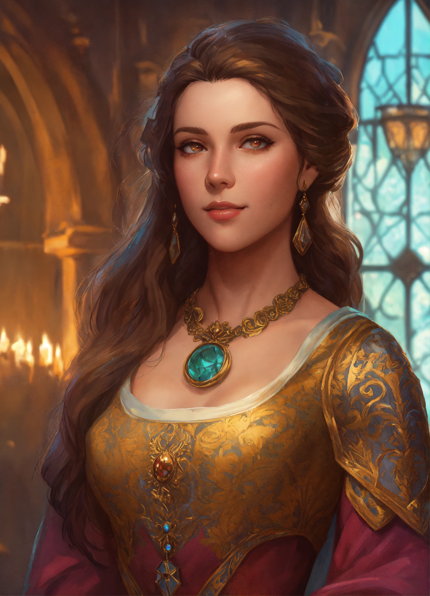 Lexica - Full portrait of a medieval slightly smiling noble royal lady ...