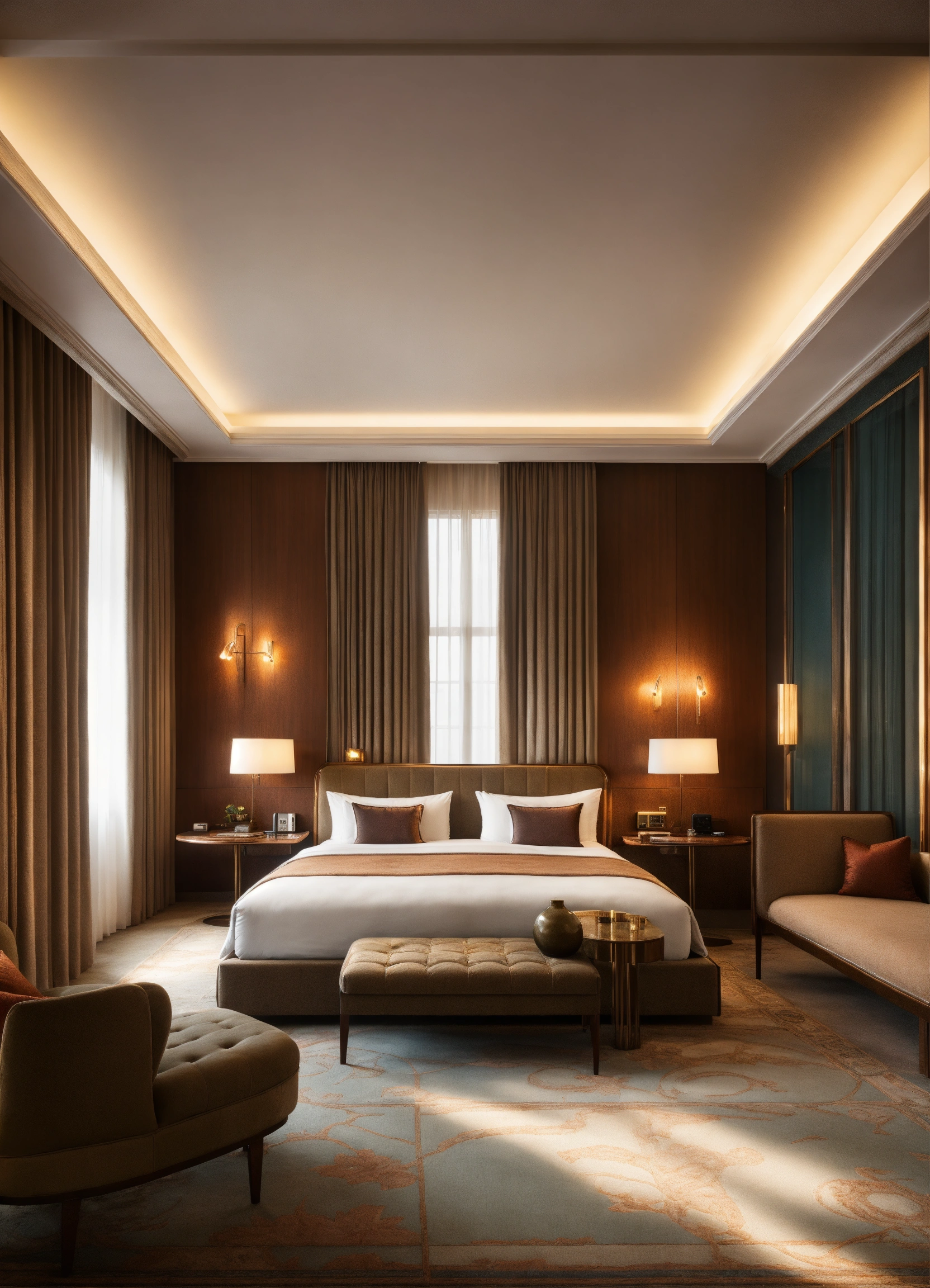 Lexica - A modernist and luxurious hotel room with certain detail that ...