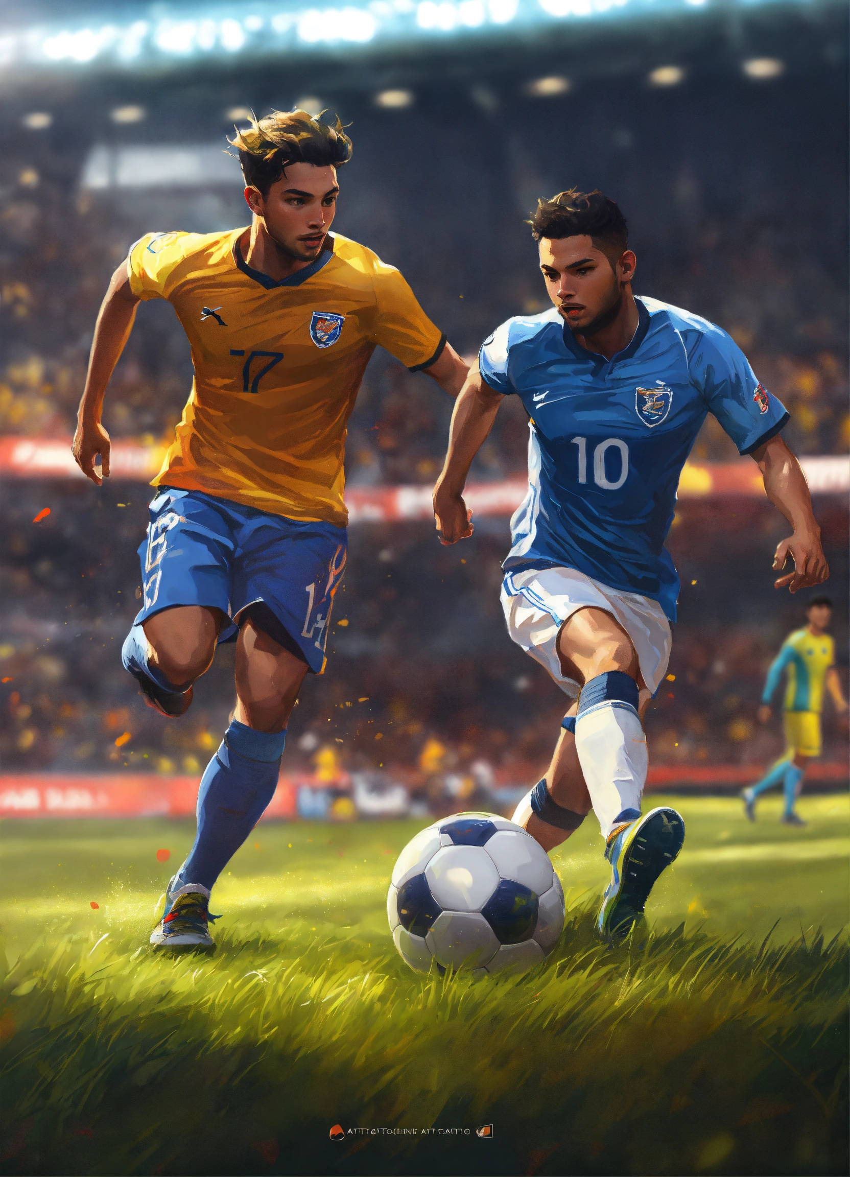 Lexica - Two soccer player playing soccer digital art, realistic ...