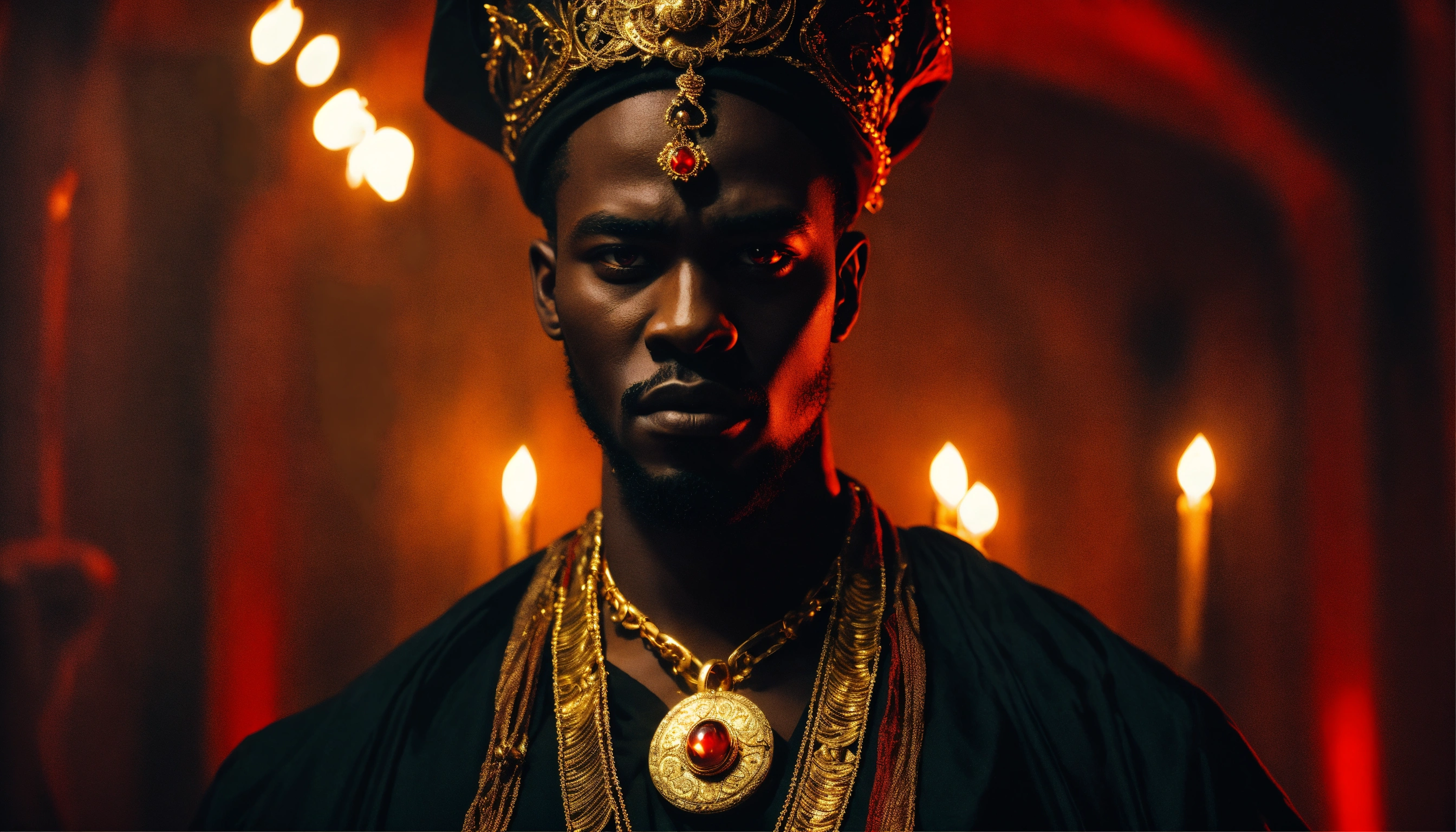 Lexica - Sinister and dramatic portrait of a young handsome African ...