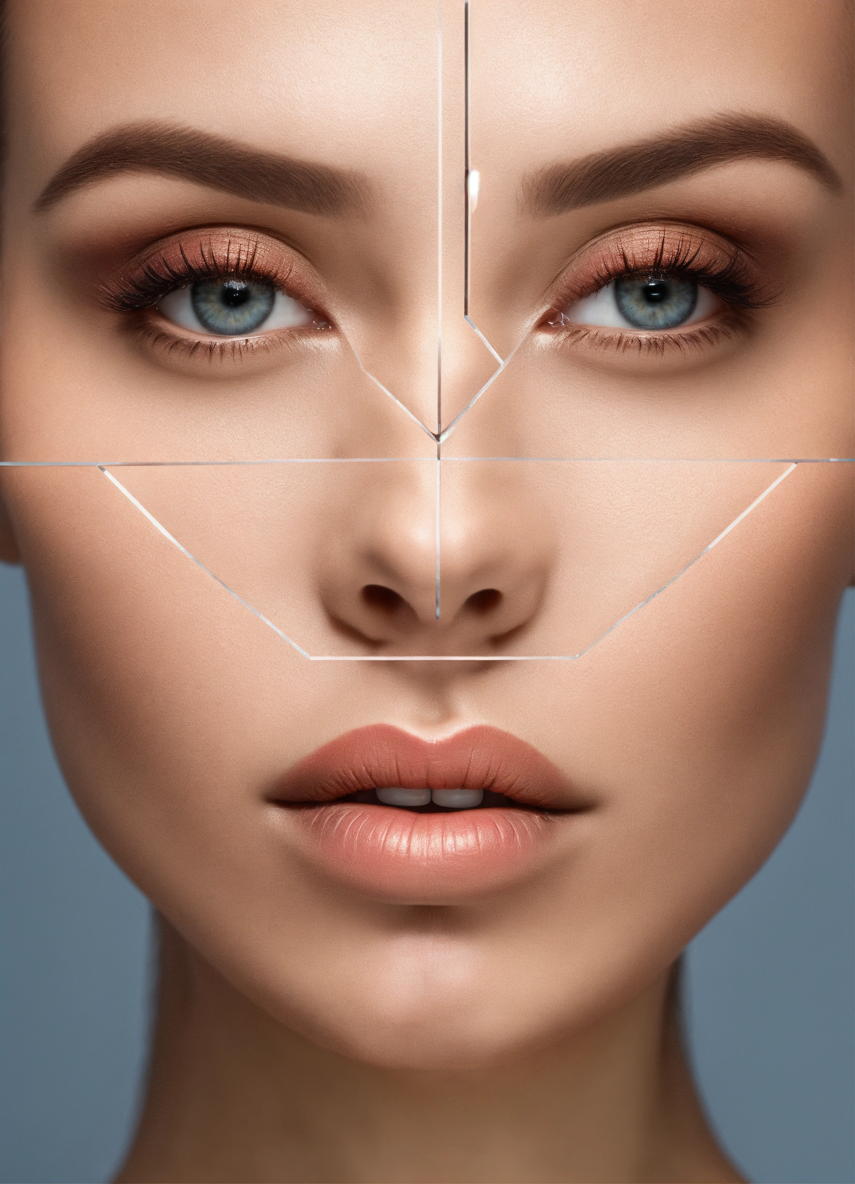 Lexica - Down point triangle shaped mirror with lips makeup of a ...