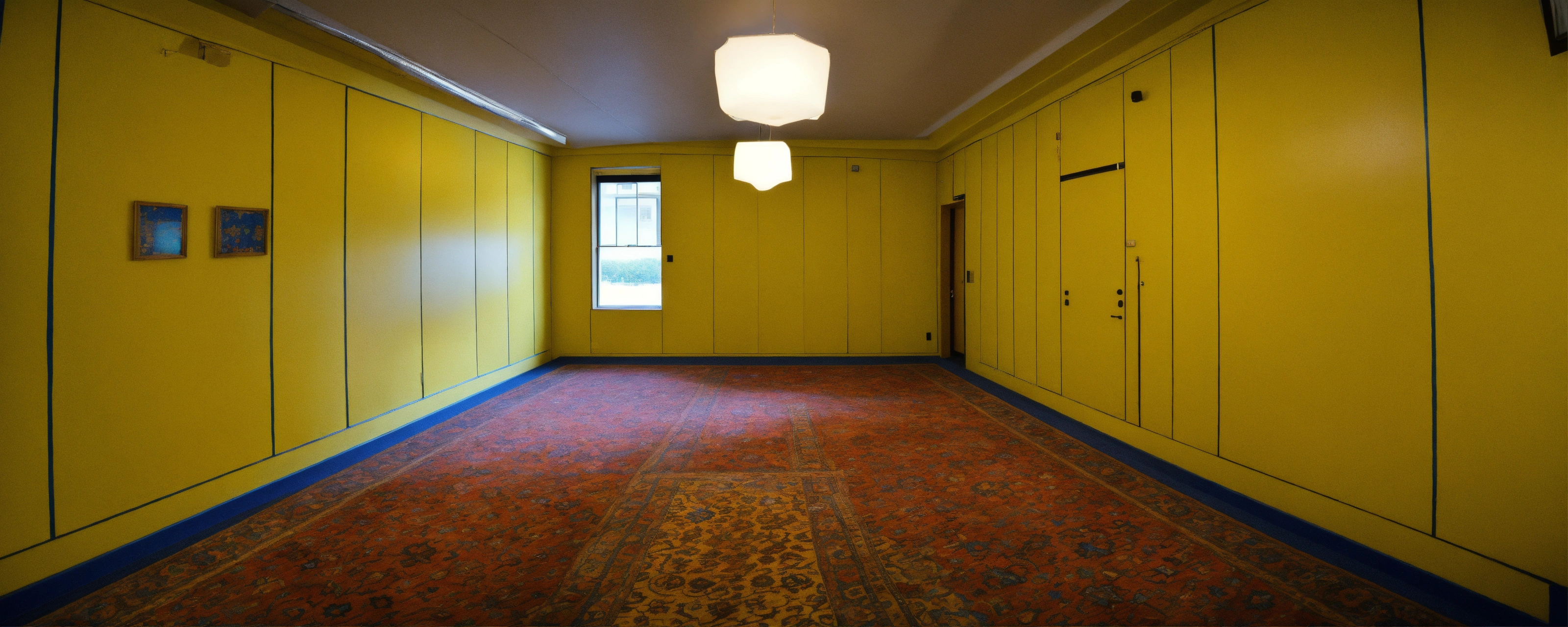Lexica - Sides yellow, flor blue. A large 4-sided room with yellow ...