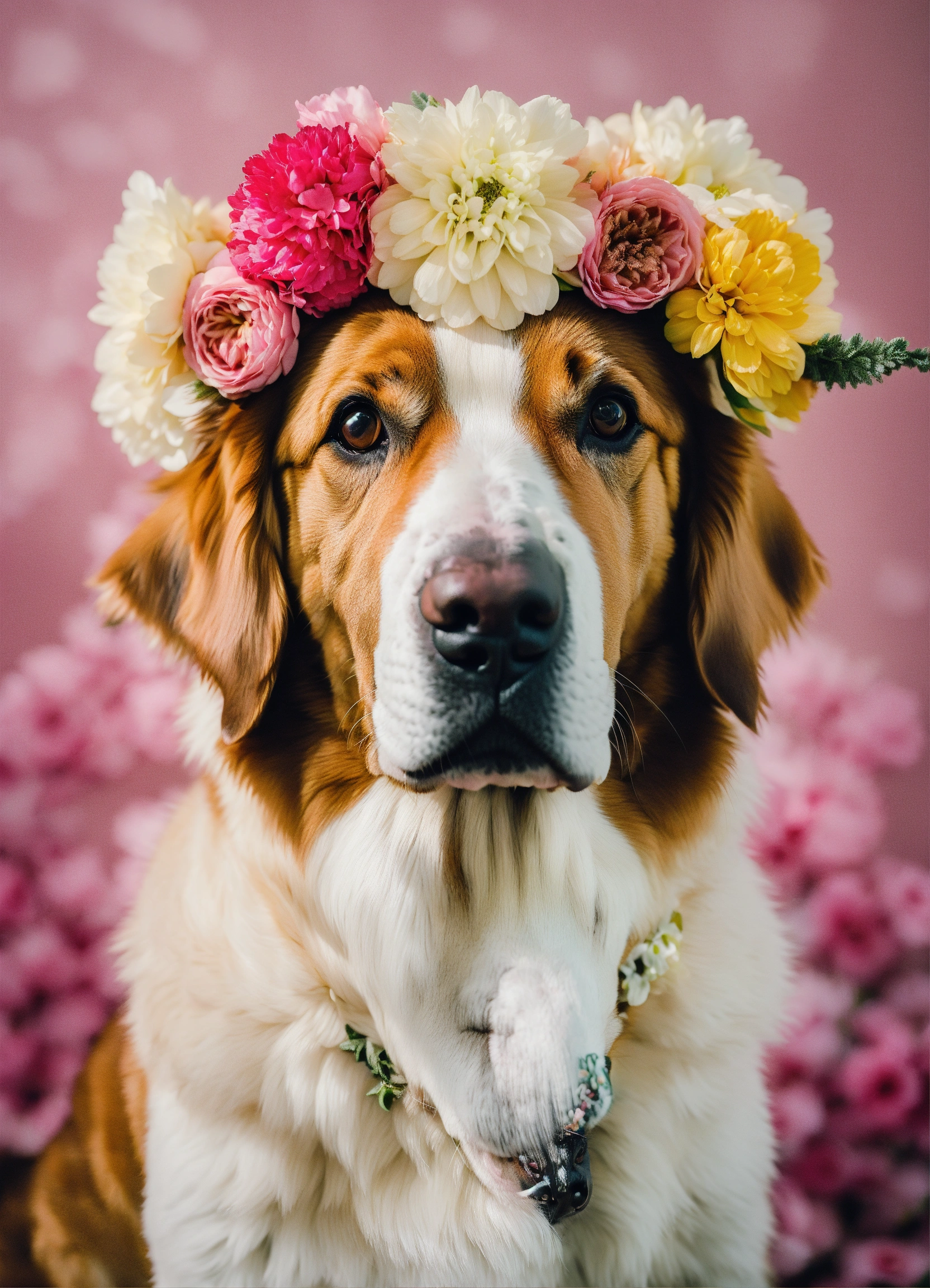 Lexica - A dog wearing a flower crown