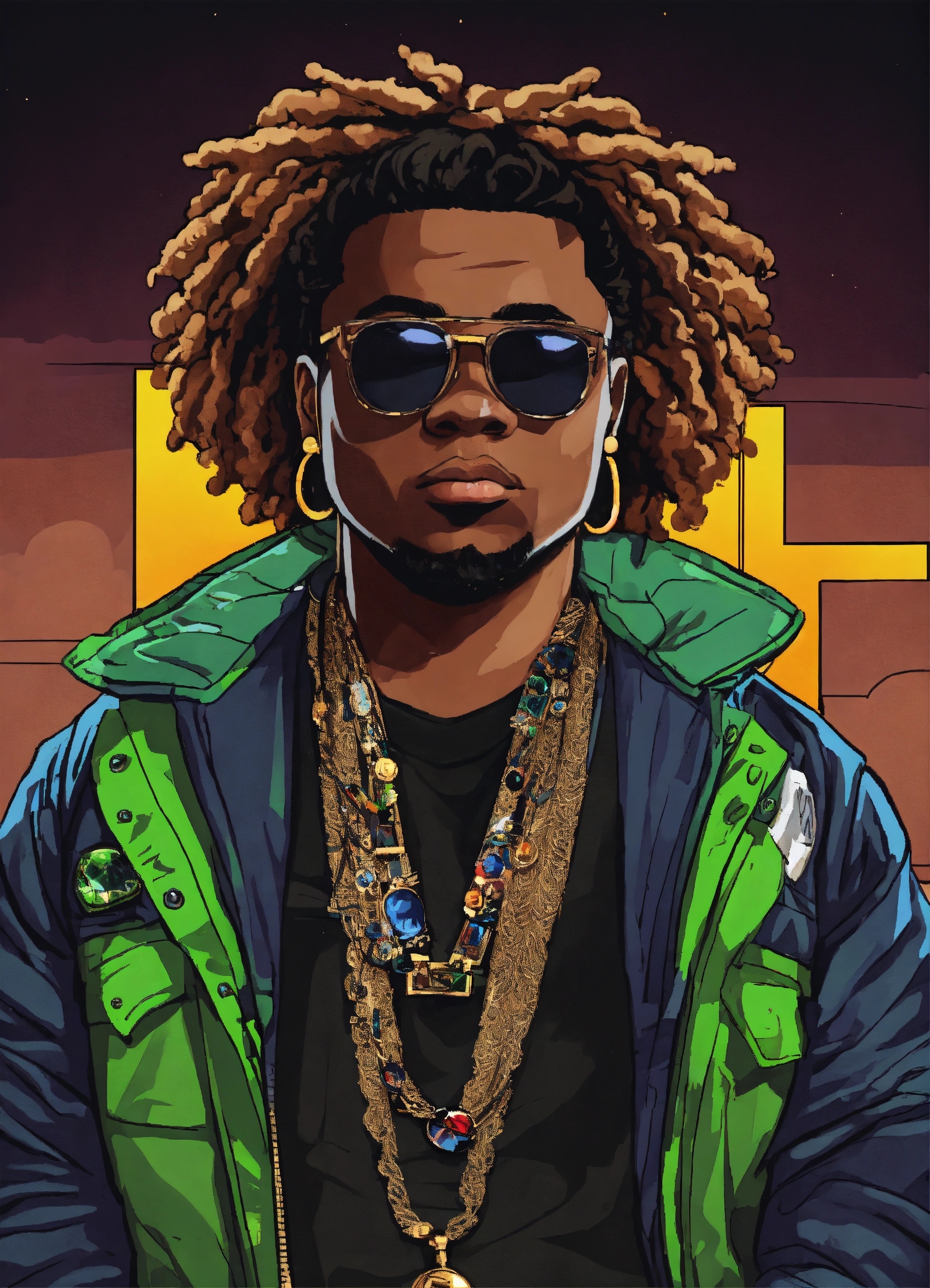 Lexica - Gunna in cartoon on Black background