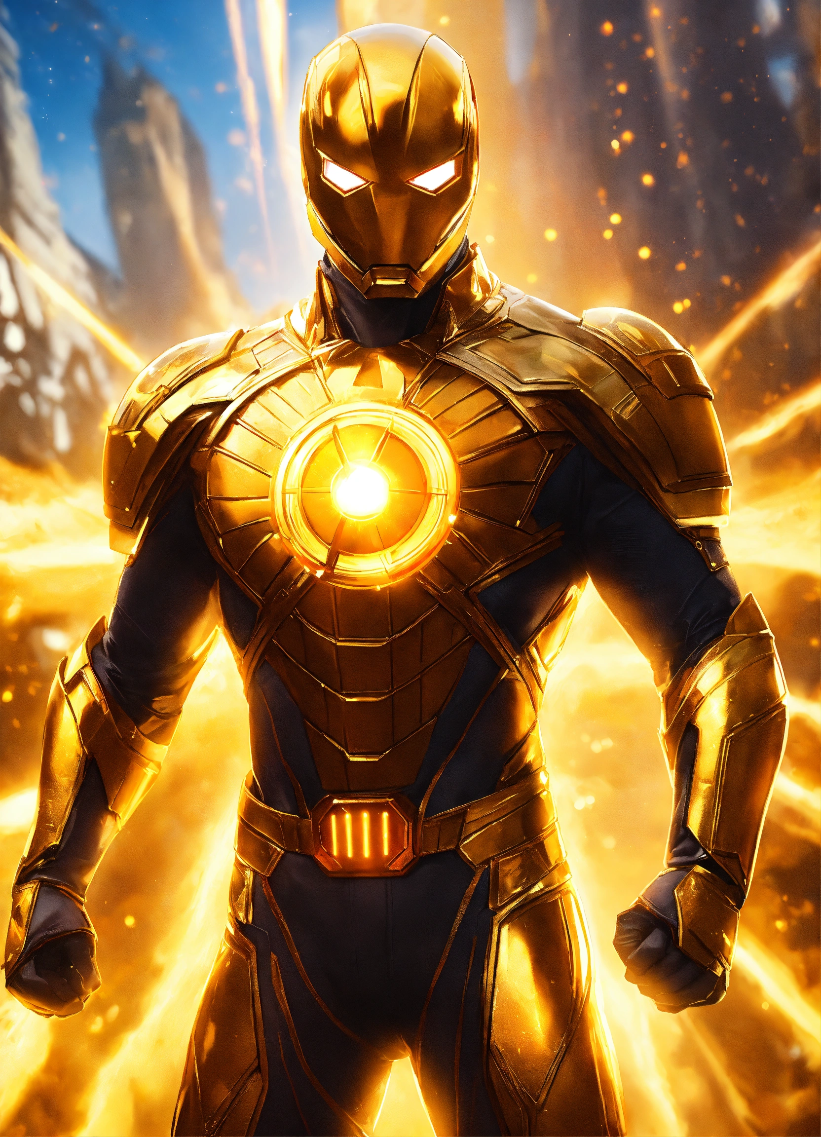 Lexica - Marvel style Name Solaris Costume A suit made of golden metal ...