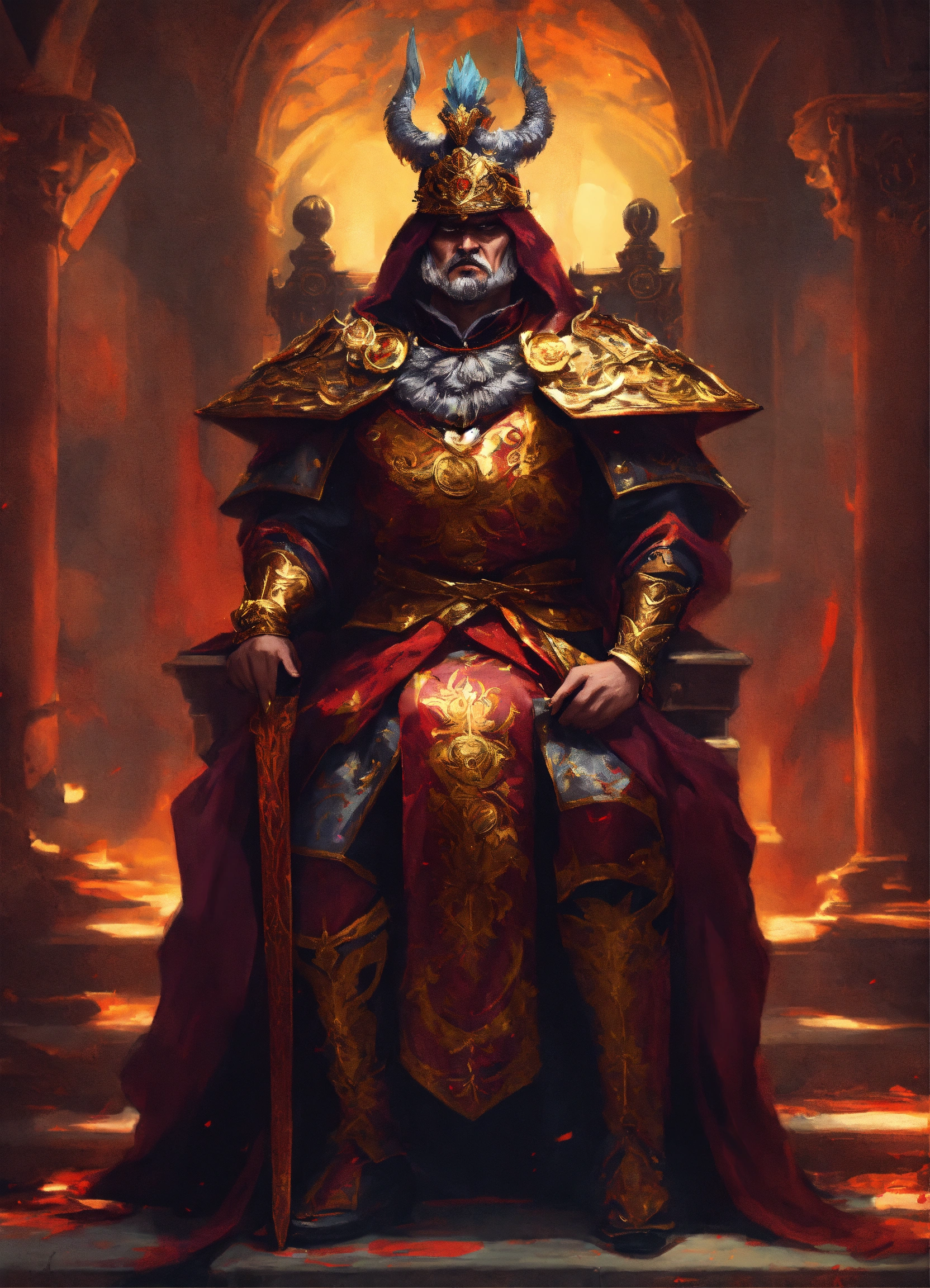 Lexica - A tyrannical warlord. Wearing regal regalia. Scary vibes. Evil ...