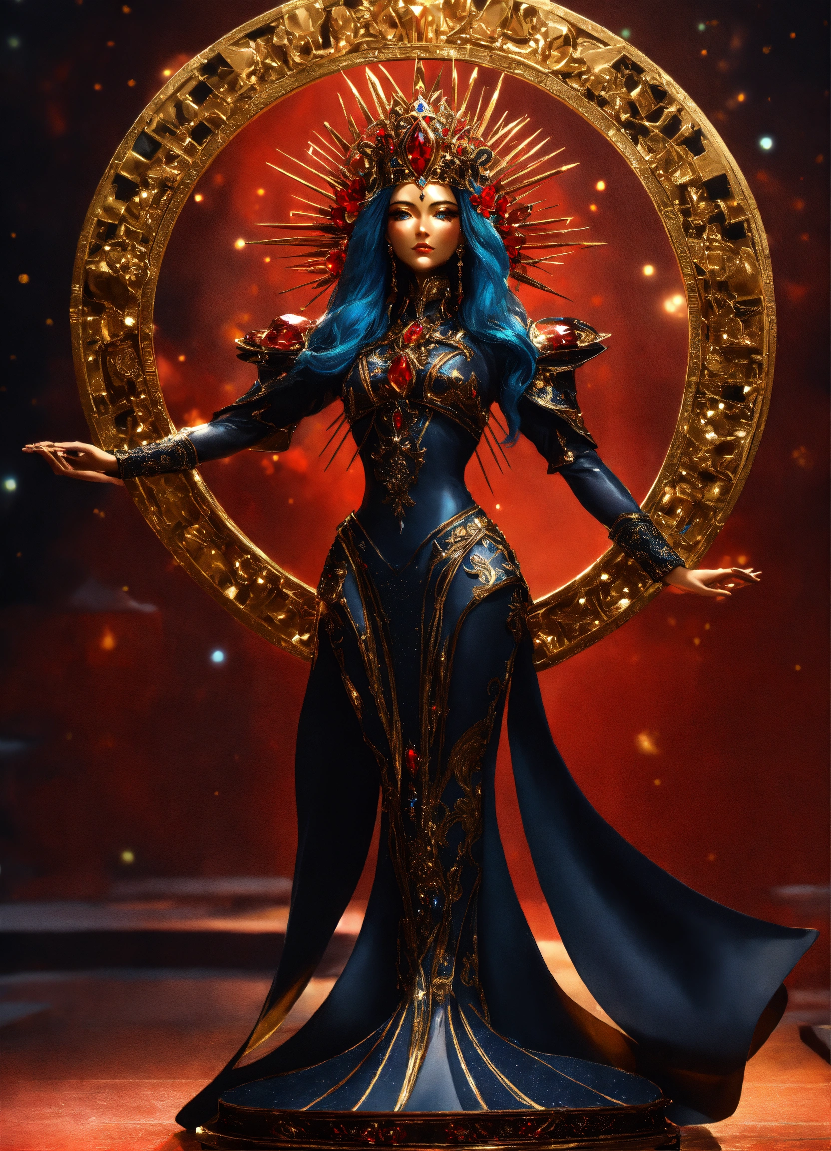 Lexica - Minimalism. Black Solar Queen with long oversized red flowing ...
